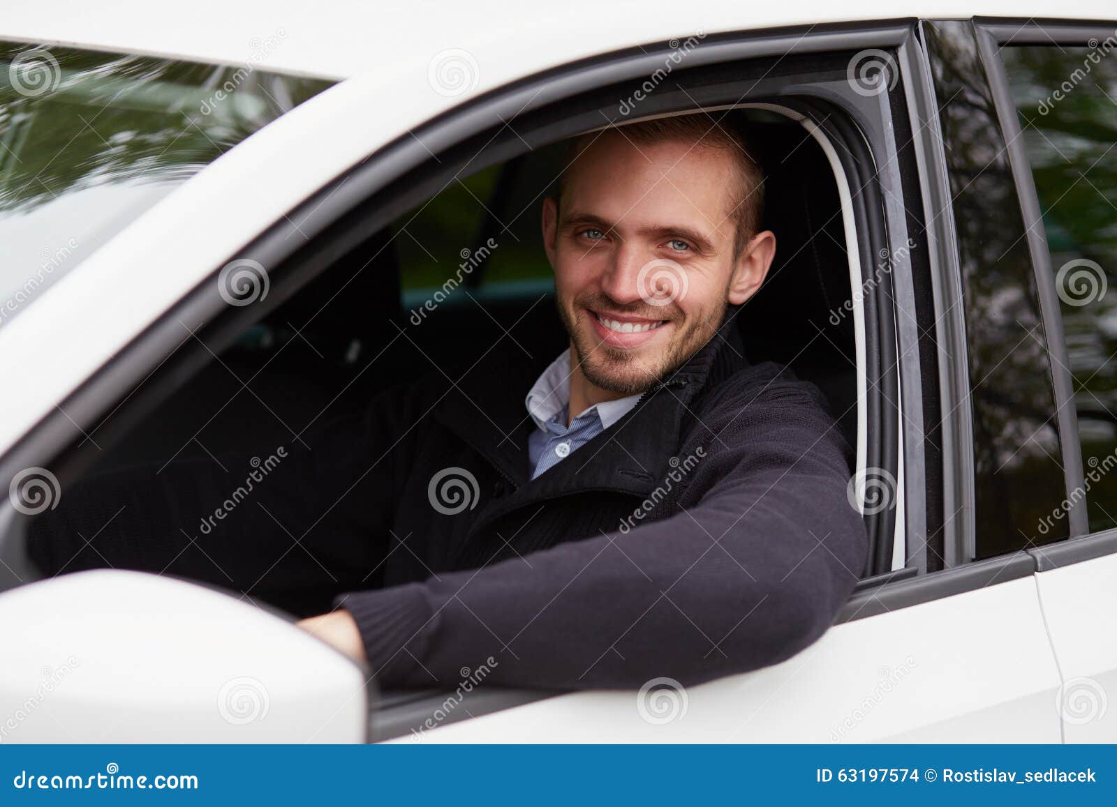 Handsome man driving car stock photo. Image of adult - 63197574