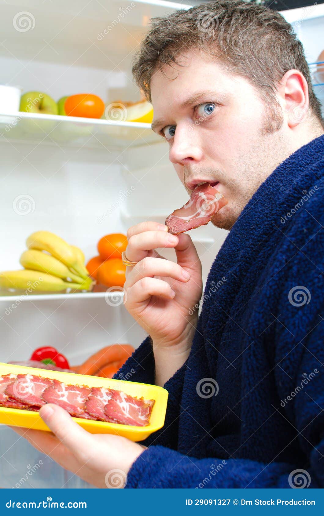 Handsome man eating ham stock image. Image of cook, obesity - 29091327
