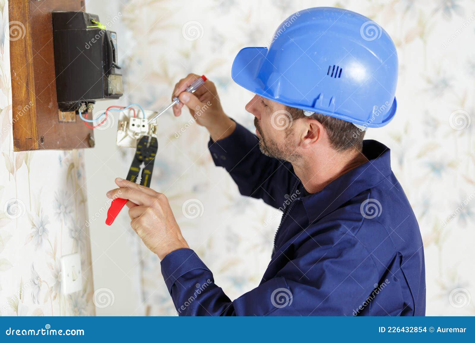 Handsome Man Electrician Working on Switchboard Stock Photo - Image of ...