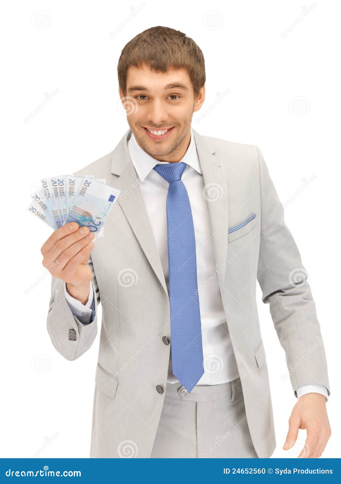 Handsome Man with Euro Cash Money Stock Photo - Image of holding ...