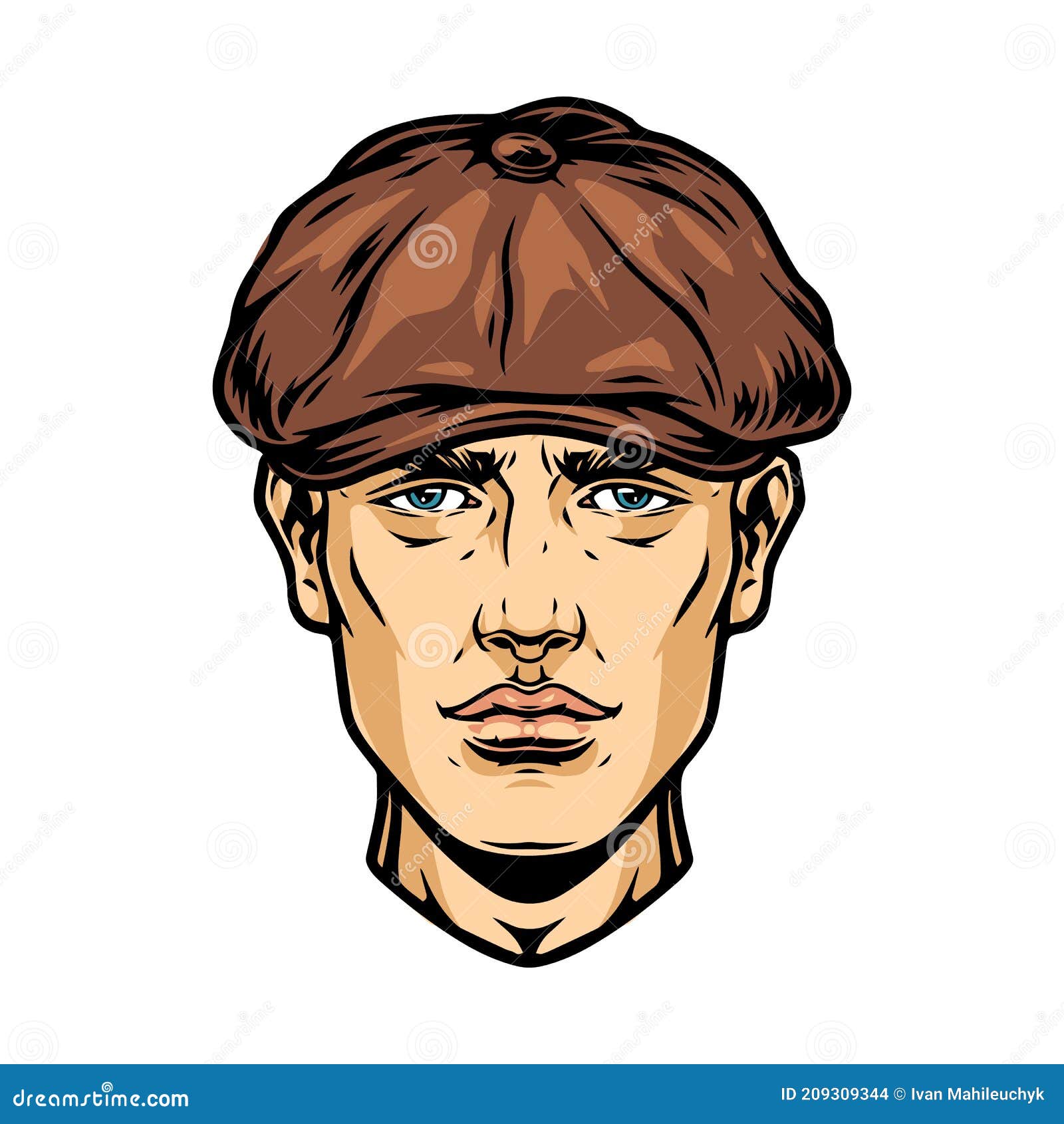 Handsome Man Face in Irish Cap Stock Vector - Illustration of hair ...