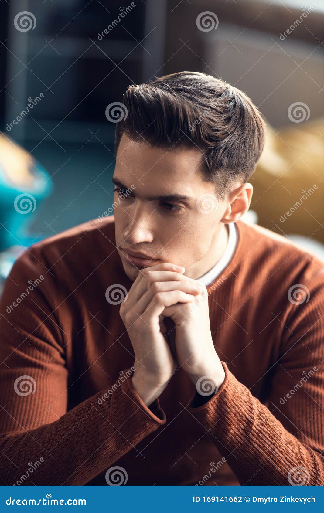 Handsome Man Feeling Thoughtful while Having Too Much Work Stock Photo ... Handsome Man Feeling Thoughtful while Having Too Much Work Stock Photo ...