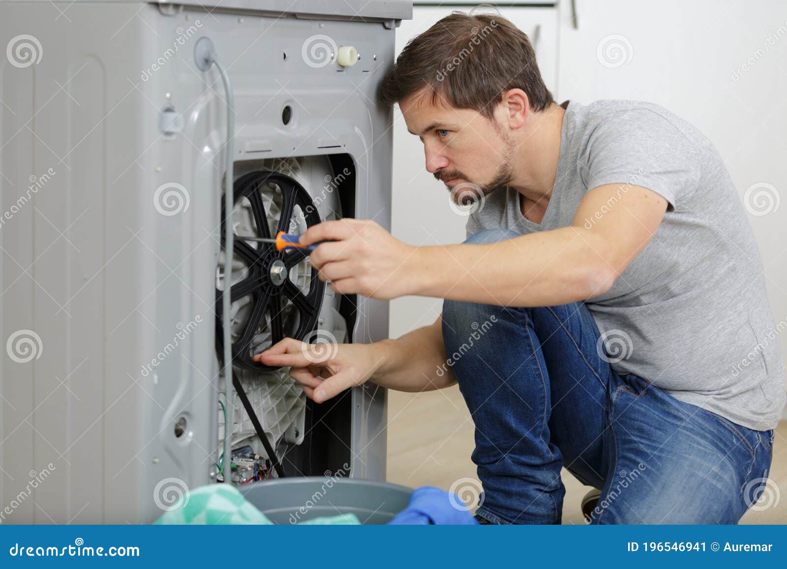 Handsome Man Fixing Machine Stock Image - Image of fixture, furniture ...