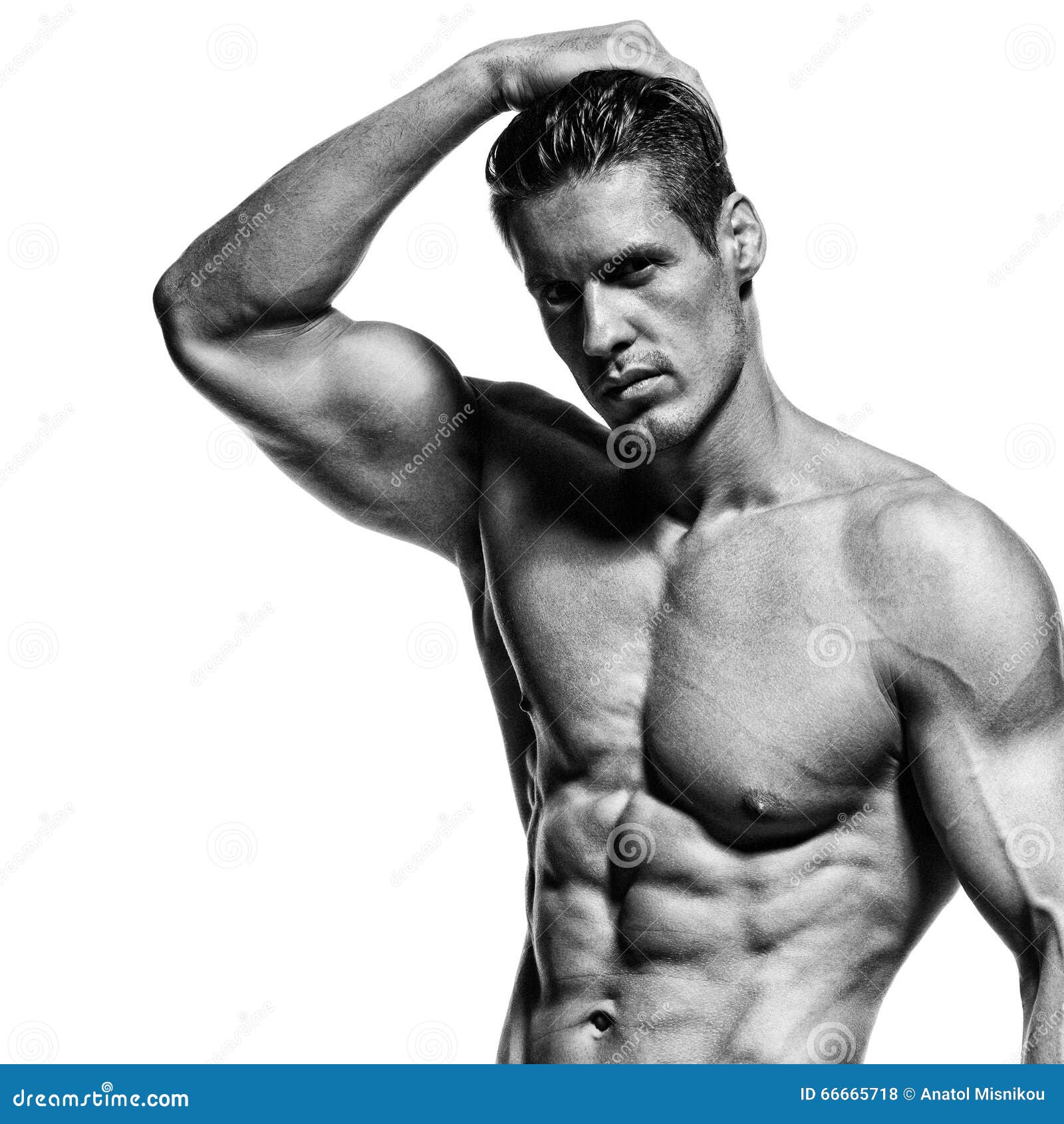 Handsome Man is Flexing His Bicep. Stock Photo - Image of adult, bicep ...