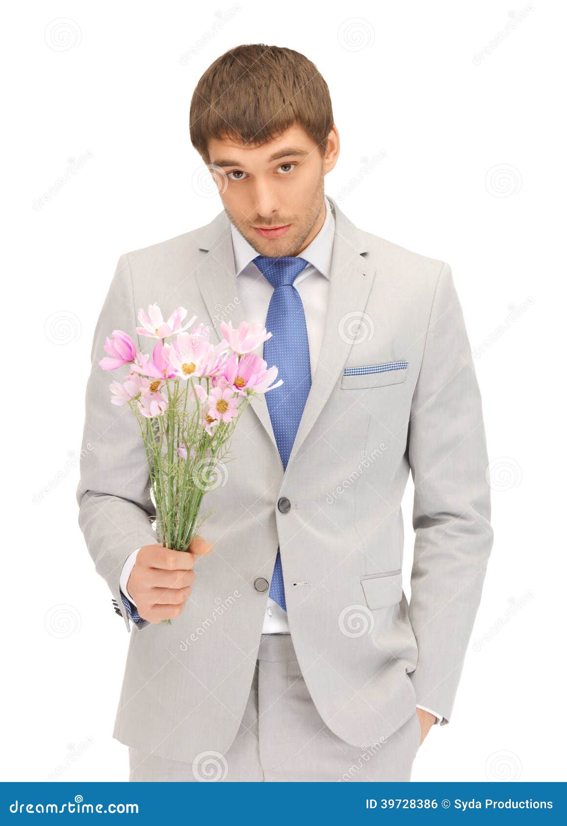 Handsome Man with Flowers in Hand Stock Photo - Image of life, handsome ...