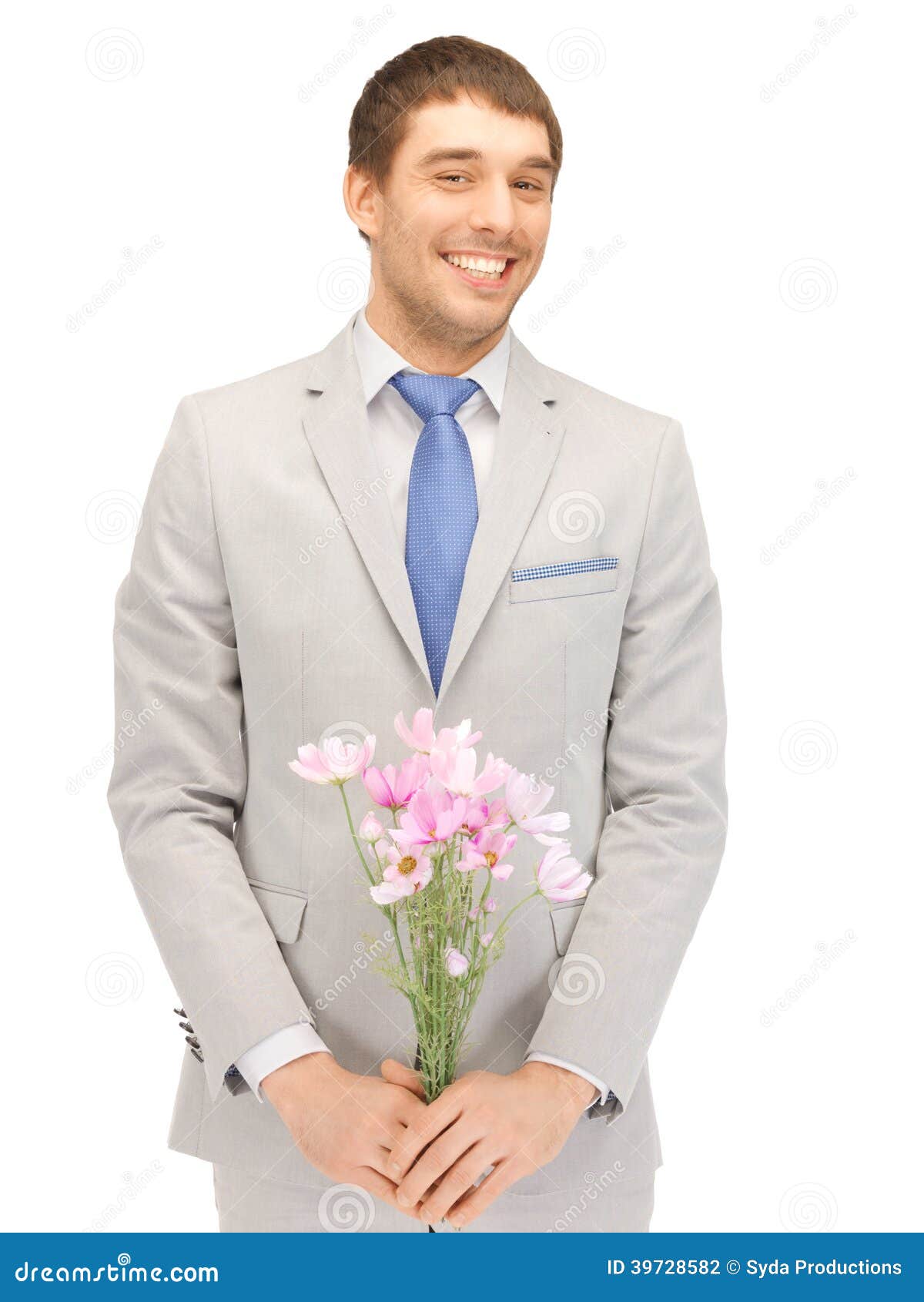 Handsome Man with Flowers in Hand Stock Photo - Image of handsome ...