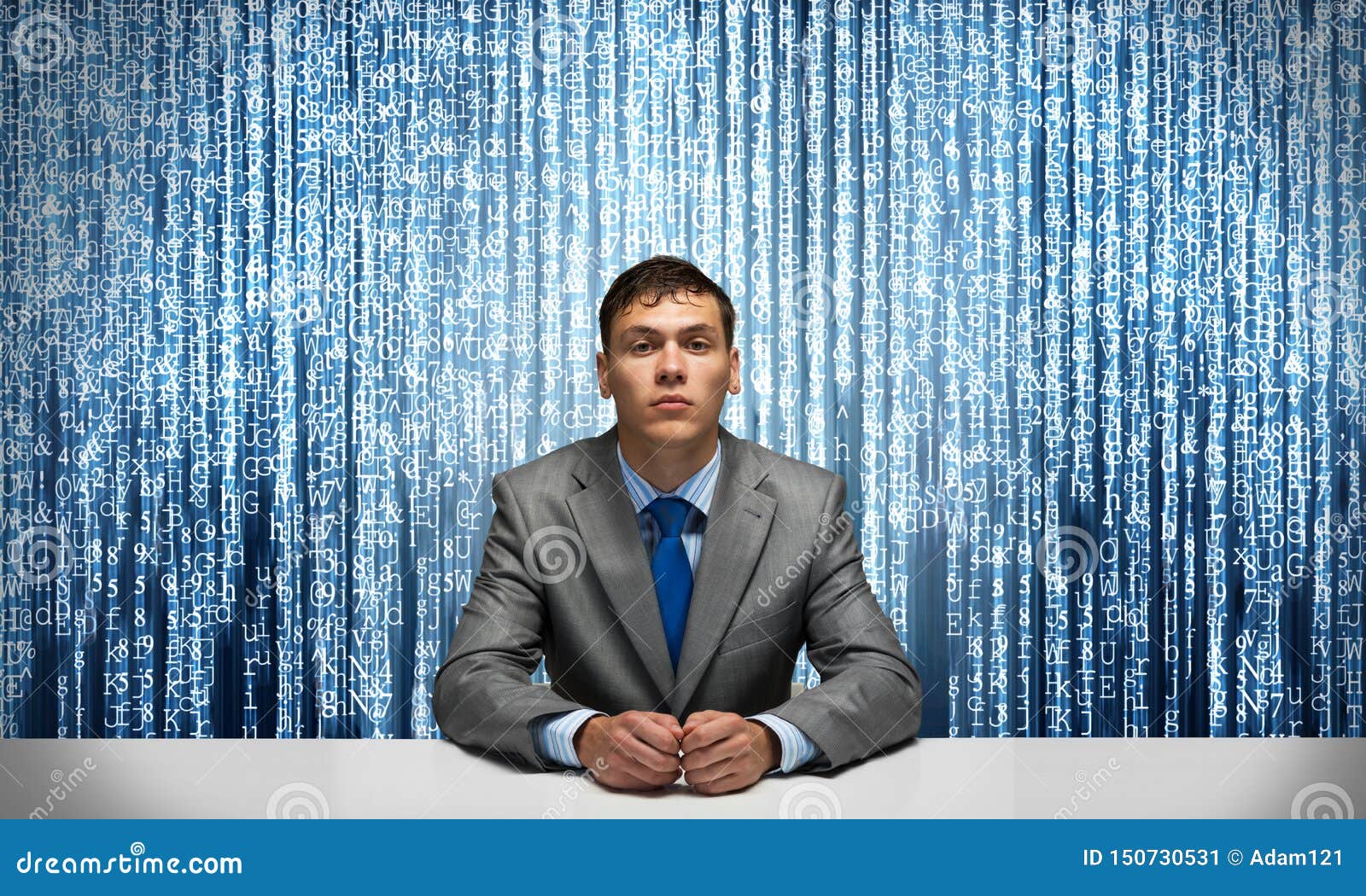 Handsome Man Folded Hands and Having Serious Face Stock Image - Image ...
