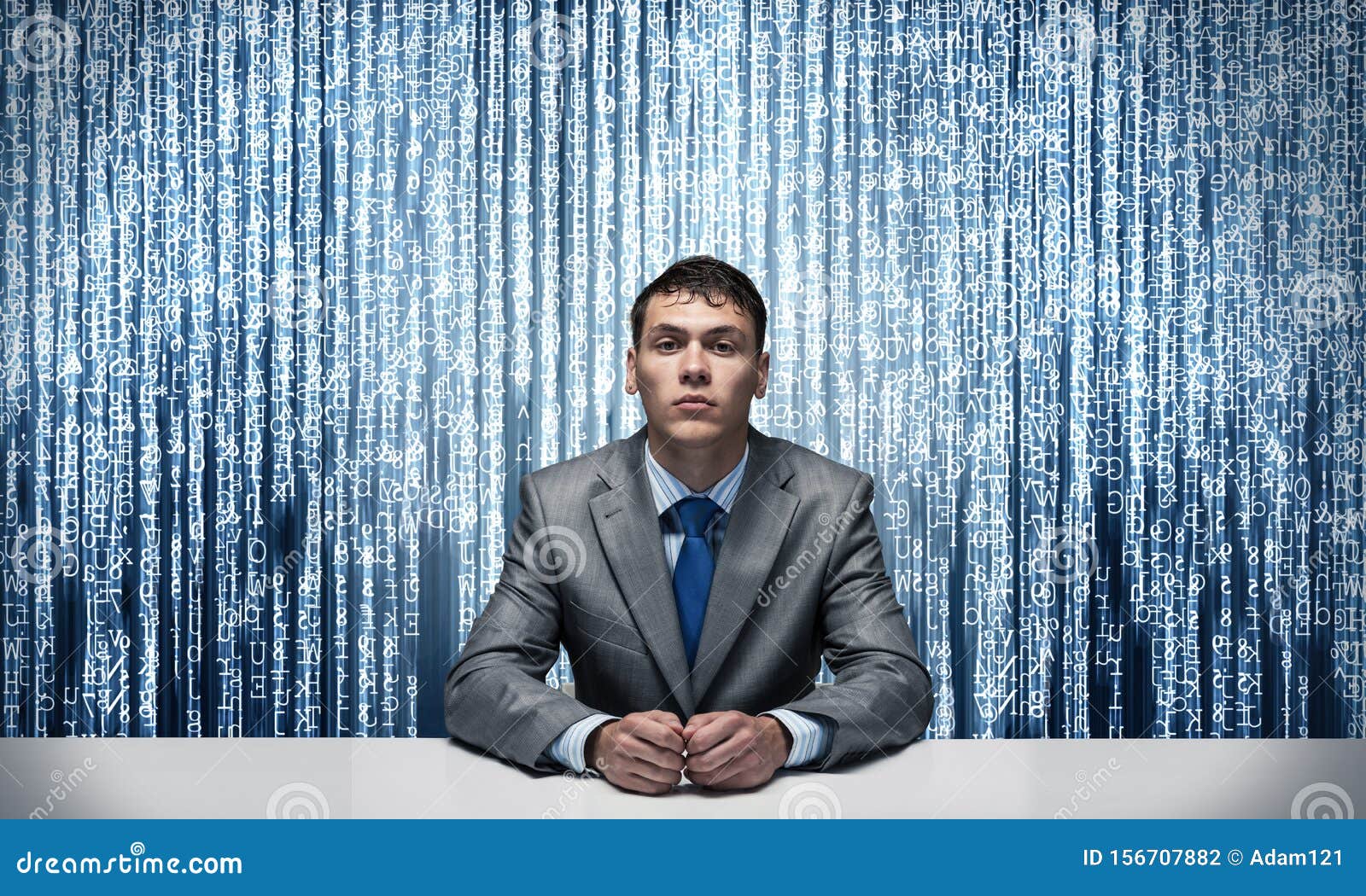 Handsome Man Folded Hands and Having Serious Face Stock Photo - Image ...