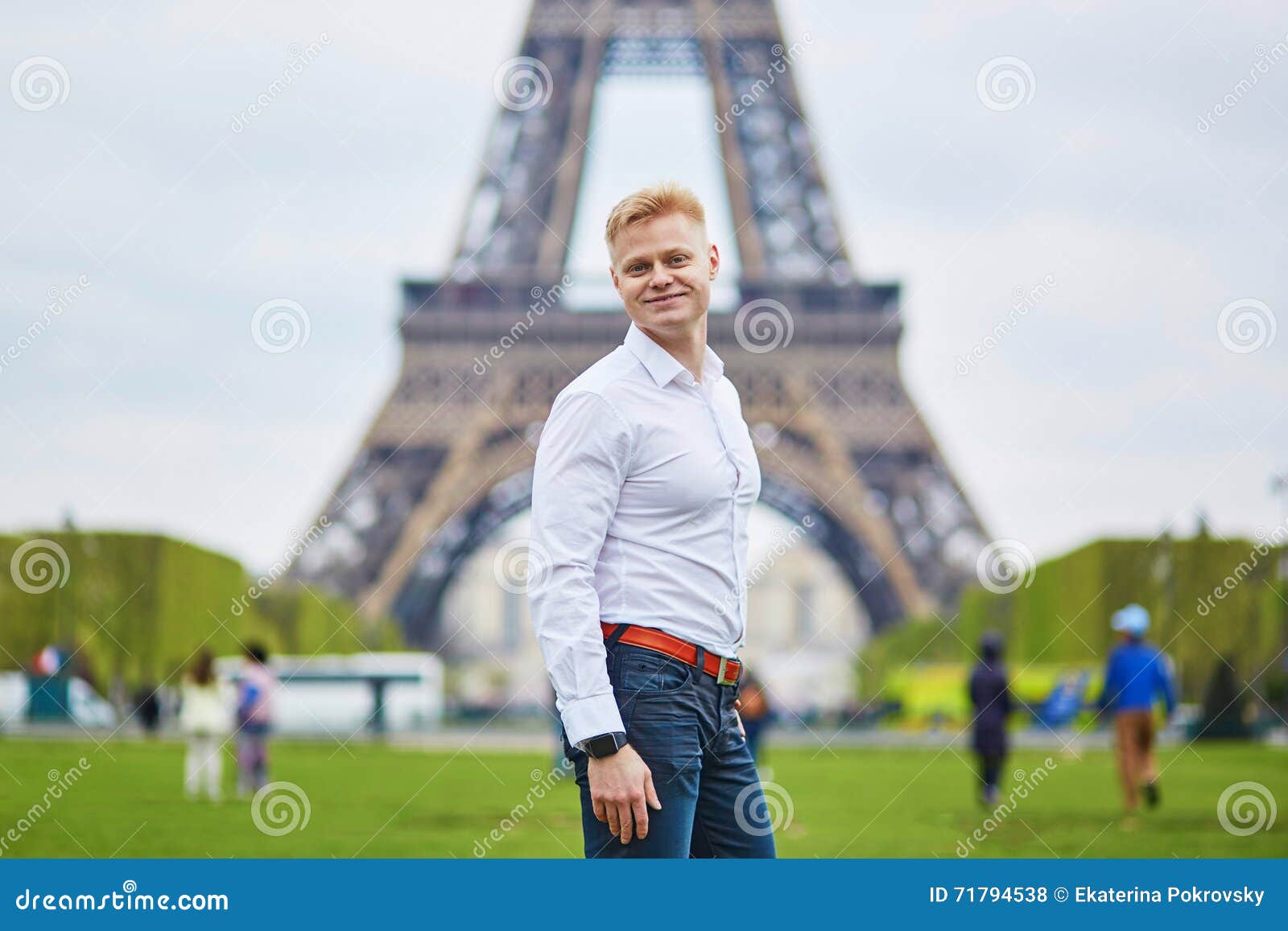 Handsome Man in Front of the Eiffel Tower in Paris, France Stock Photo ...