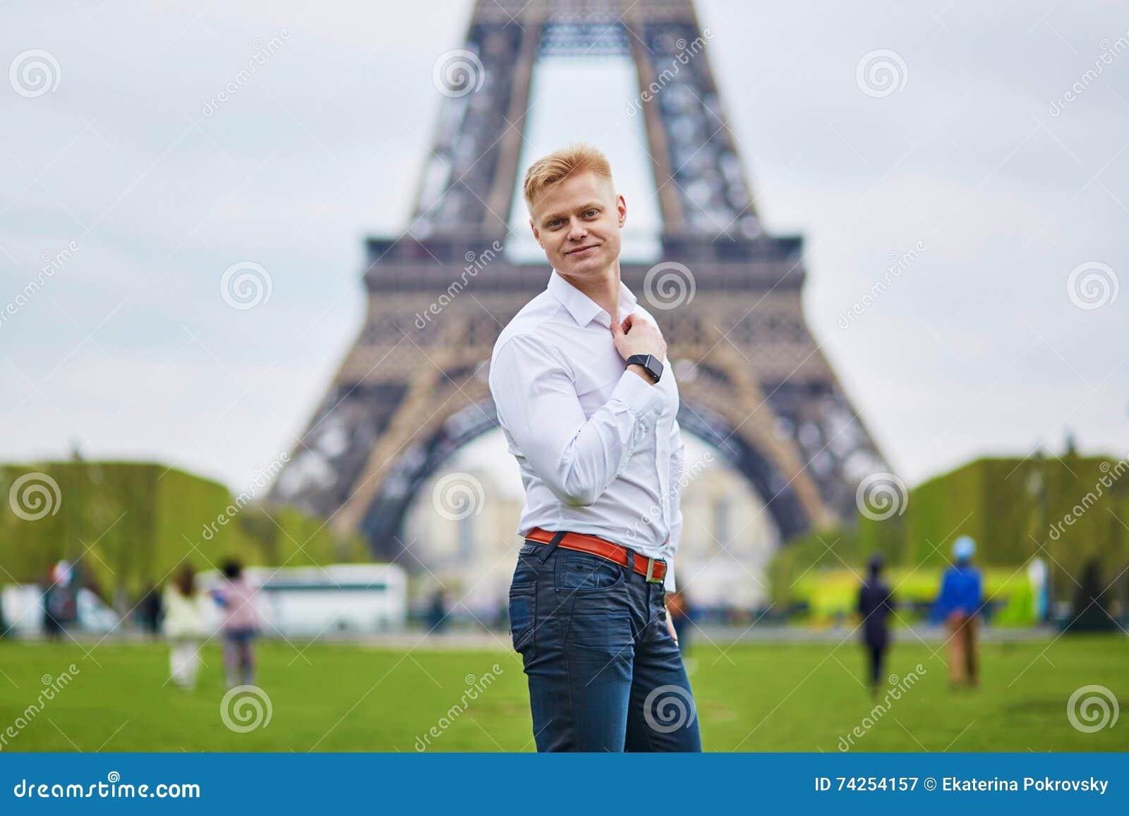 Handsome Man in Front of the Eiffel Tower in Paris, France Stock Image ...