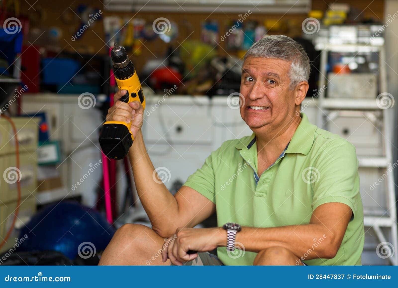 Handsome man in garage stock image. Image of middle, latin - 28447837