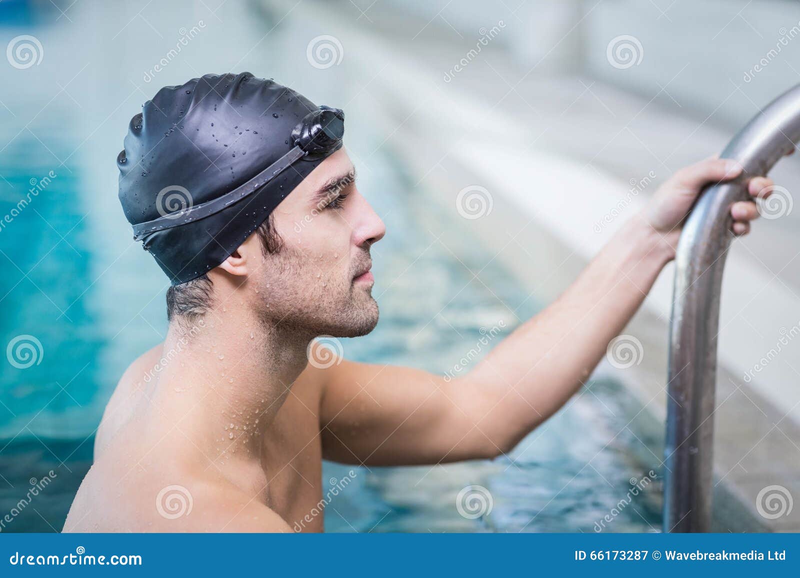 Handsome Man Getting Out of Water Stock Image - Image of looking ...