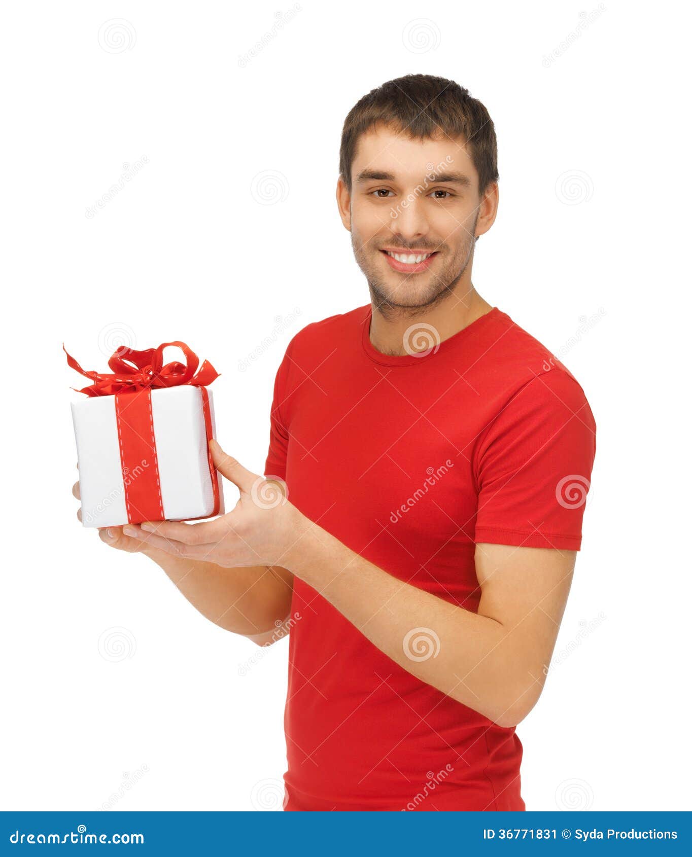Handsome man with a gift stock image. Image of christmas - 36771831