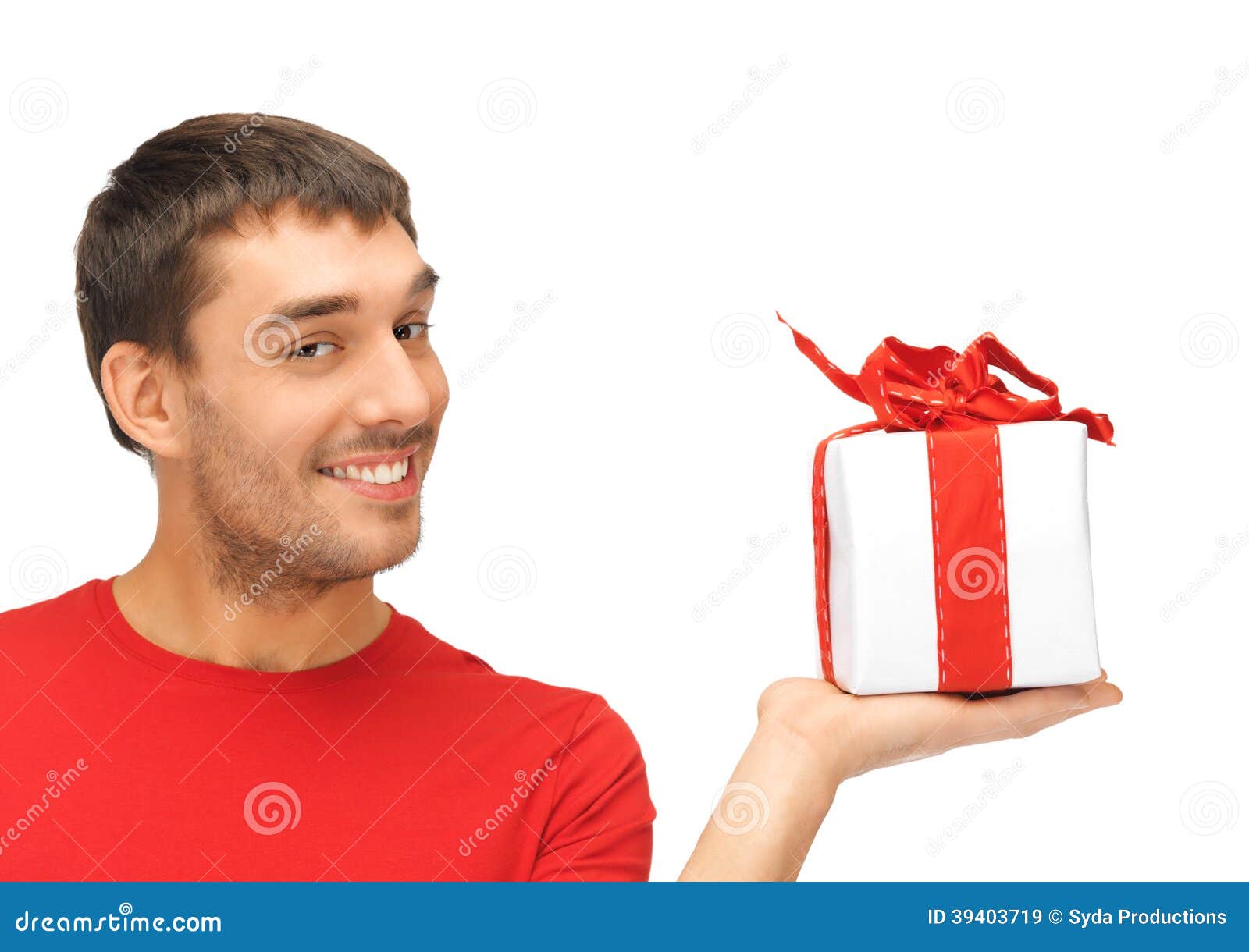 Handsome man with a gift stock image. Image of present - 39403719