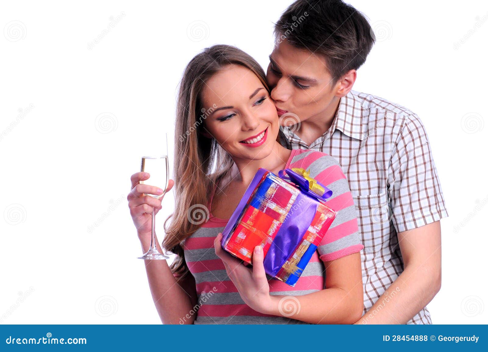 Handsome Man Giving a Gift stock photo. Image of indoors - 28454888