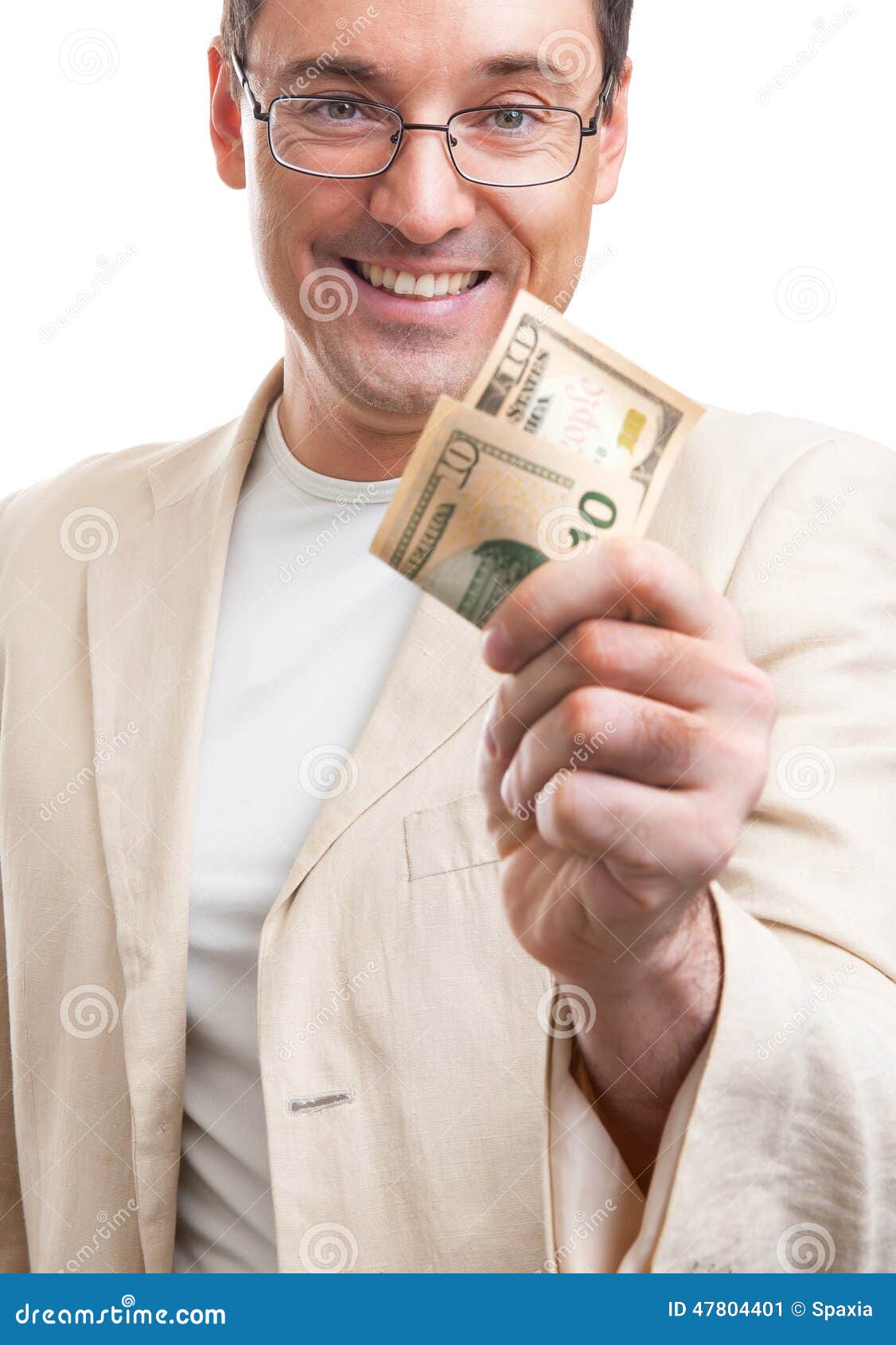 Handsome Man Giving Some Dollars Stock Image - Image of suit, giving ...
