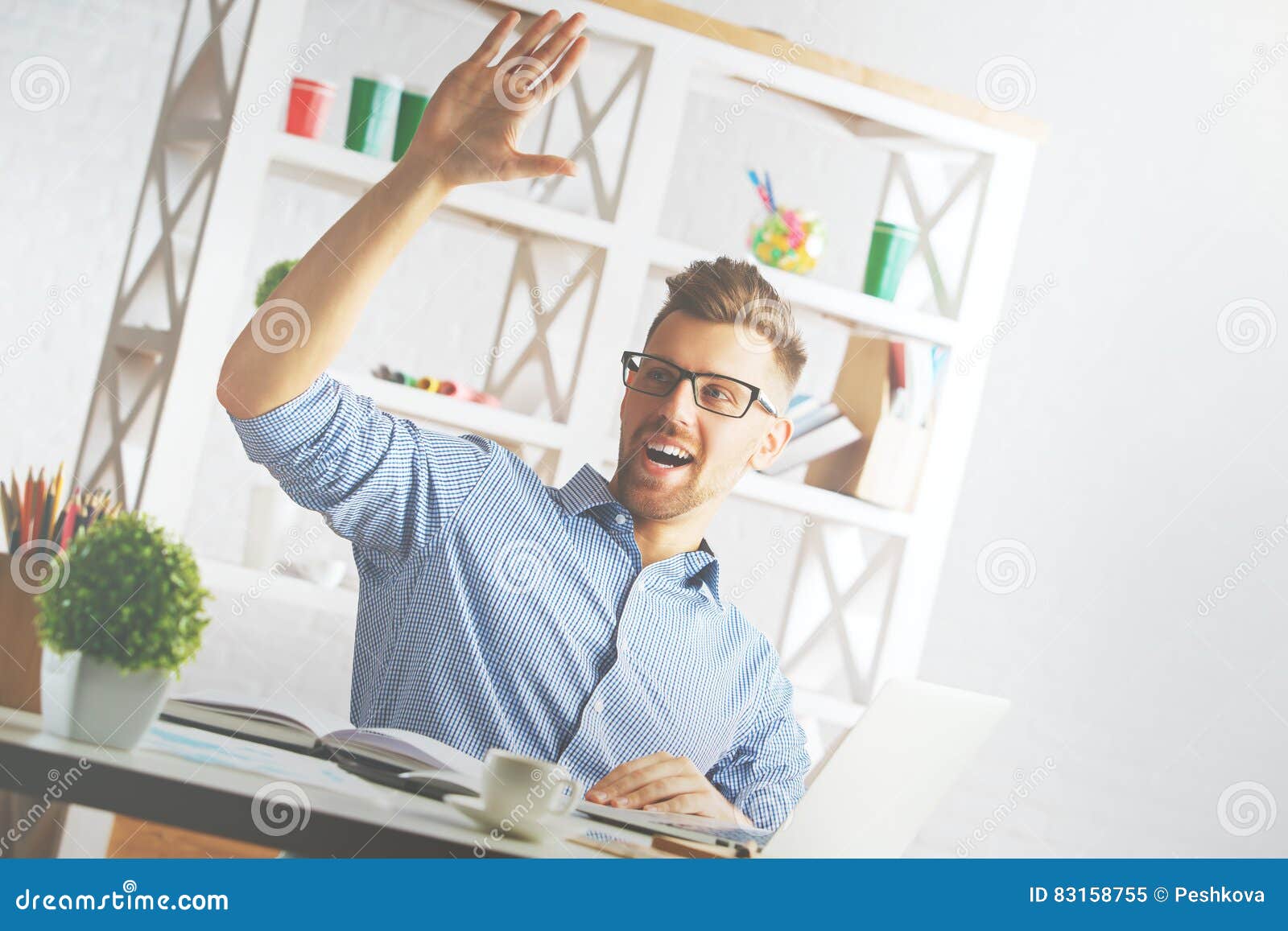 Handsome Man Greeting Someone Stock Image - Image of confident, modern ...