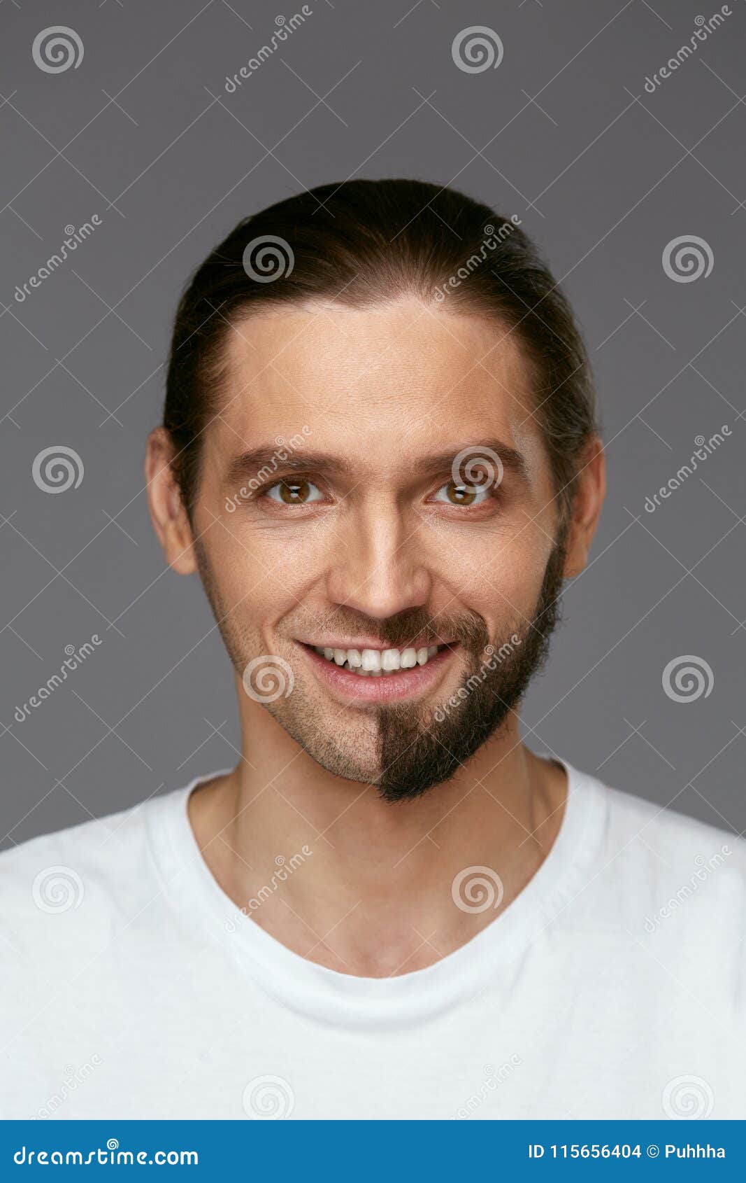 Handsome Man Half Face Shaved Stock Photo - Image of adult, resolution ...