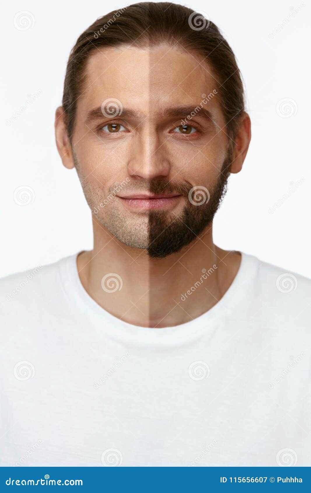 Handsome Man Half Face Shaved Stock Image - Image of body, face: 115656607