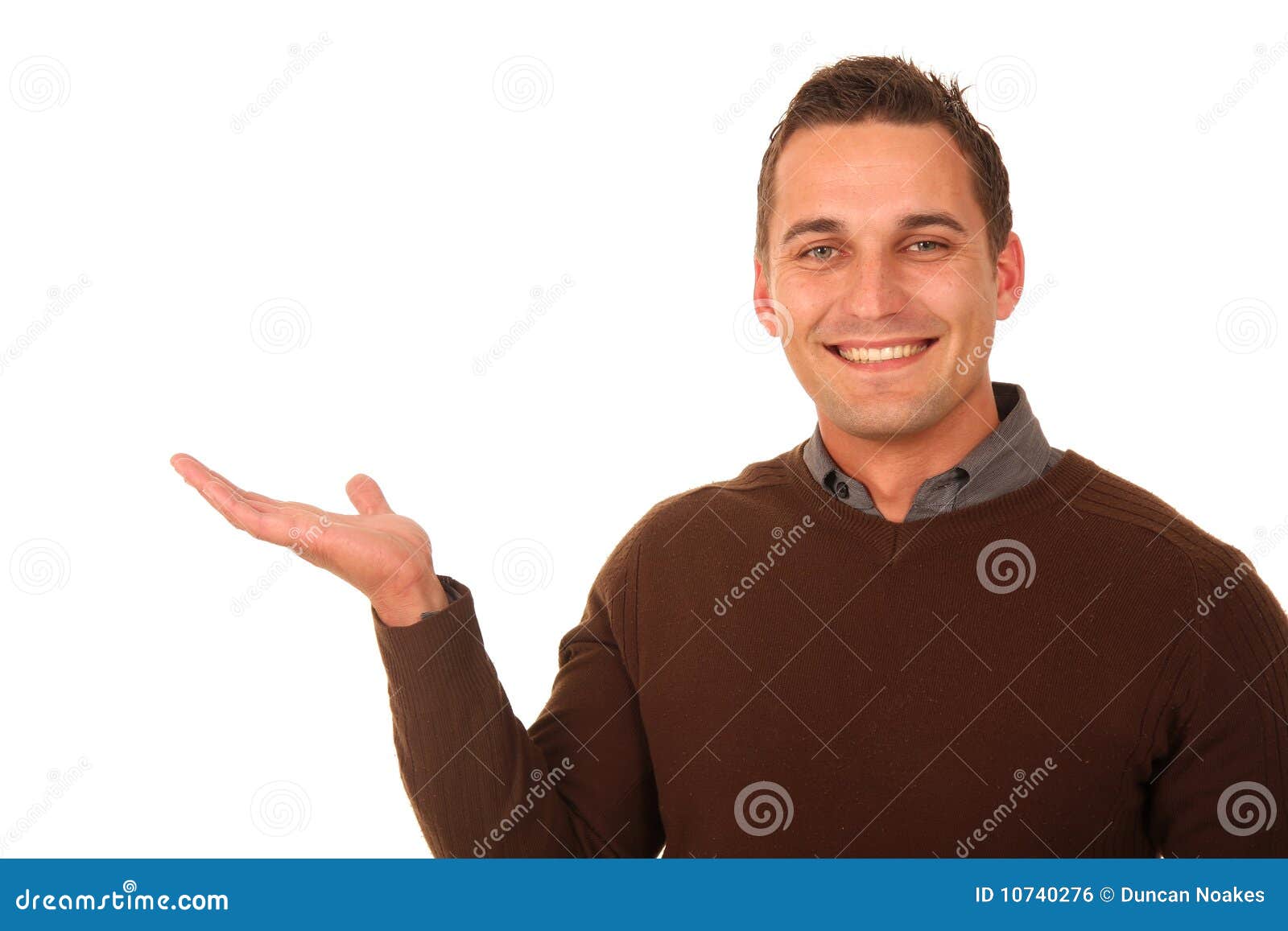 Handsome Man with Hand Outstretched Stock Photo - Image of people ...