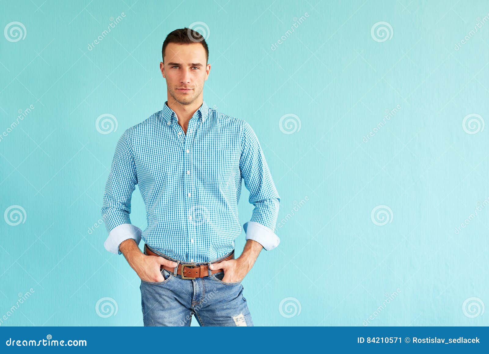 Handsome Man with Hands in Pockets Stock Image - Image of confident ...