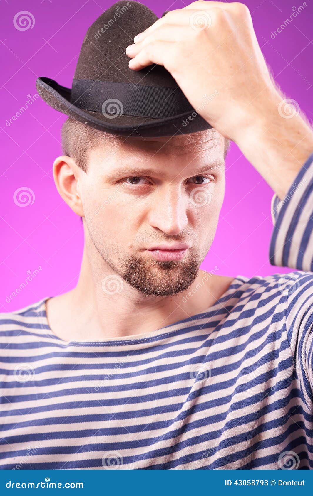 Handsome man in hat stock image. Image of adult, good - 43058793