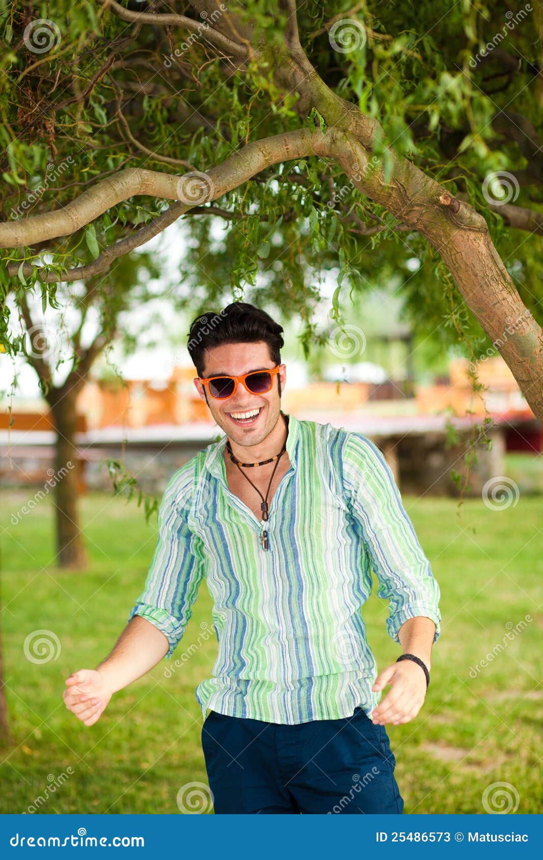Handsome Man Having Fun in the Park Stock Image - Image of human ...