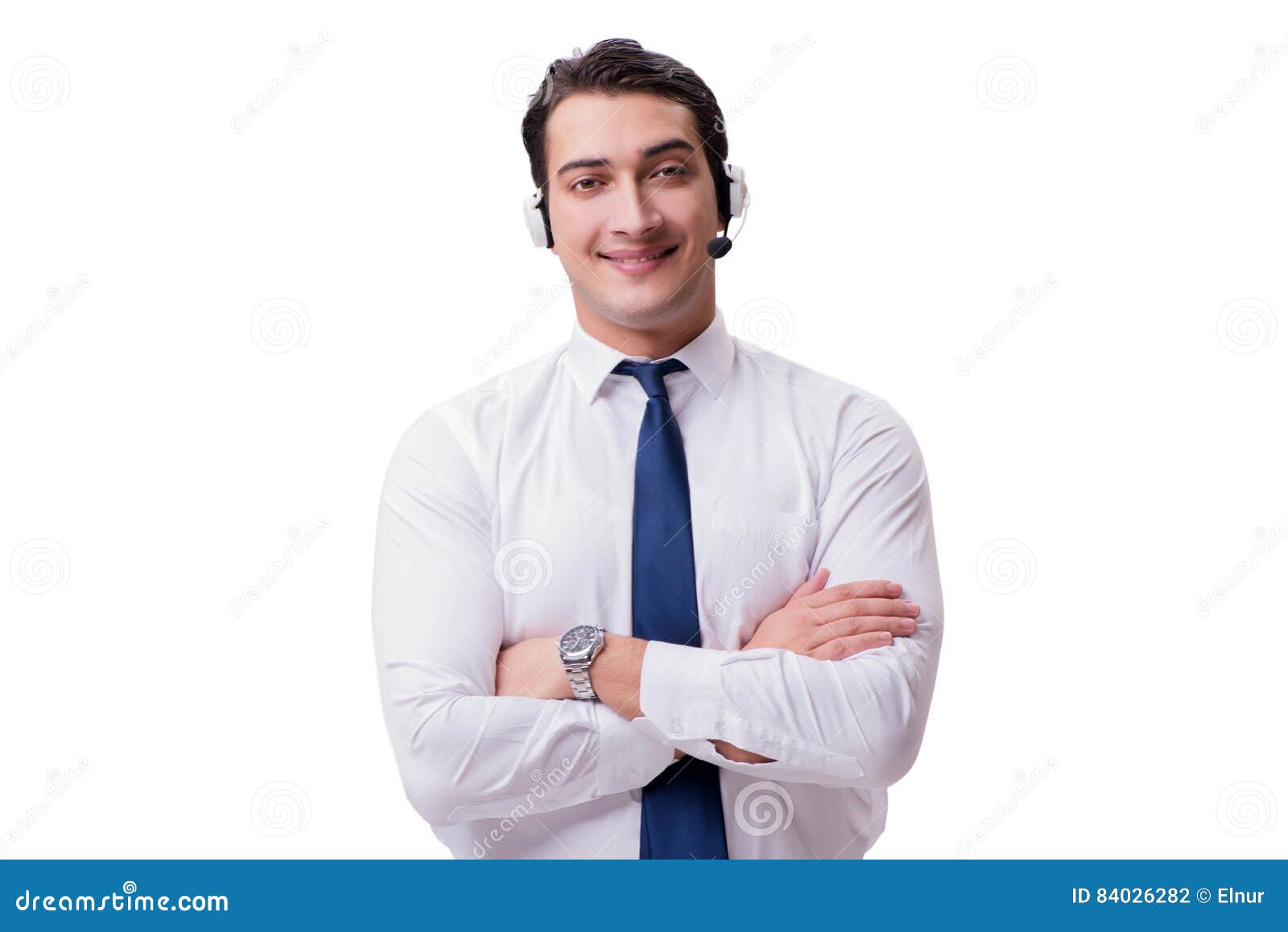 The Handsome Man with Headset Isolated on White Stock Photo - Image of ...