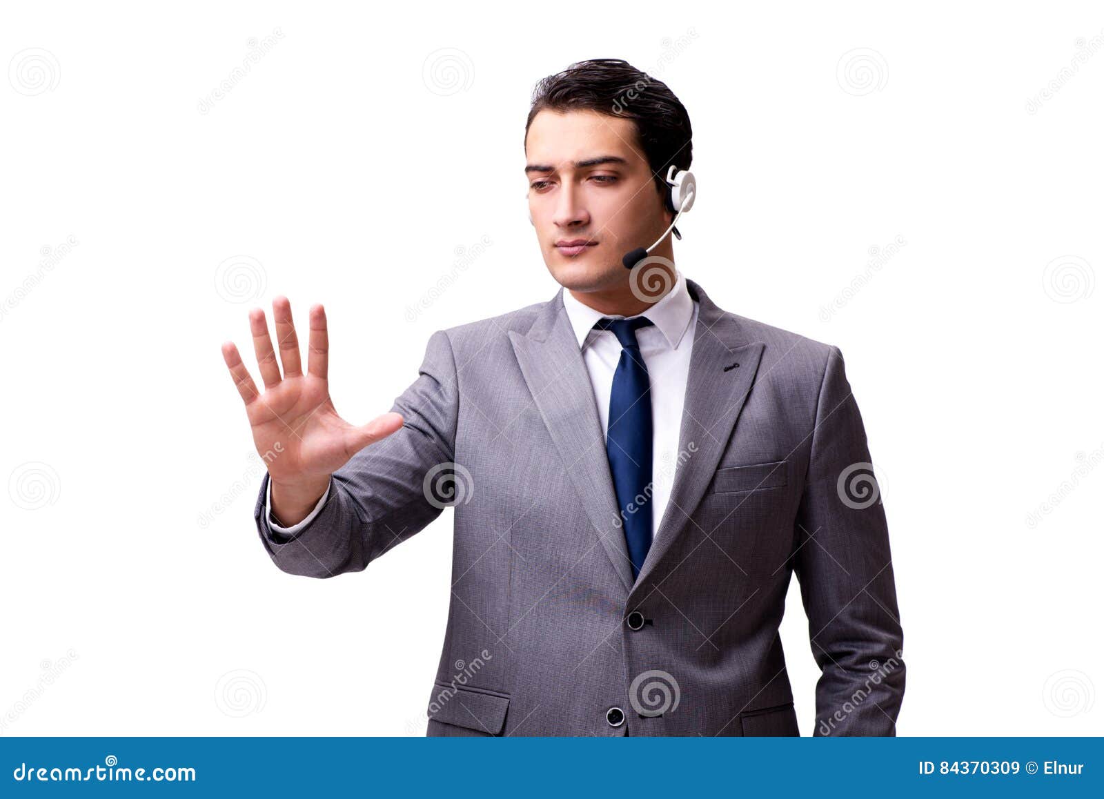 The Handsome Man with Headset Isolated on White Stock Image - Image of ...