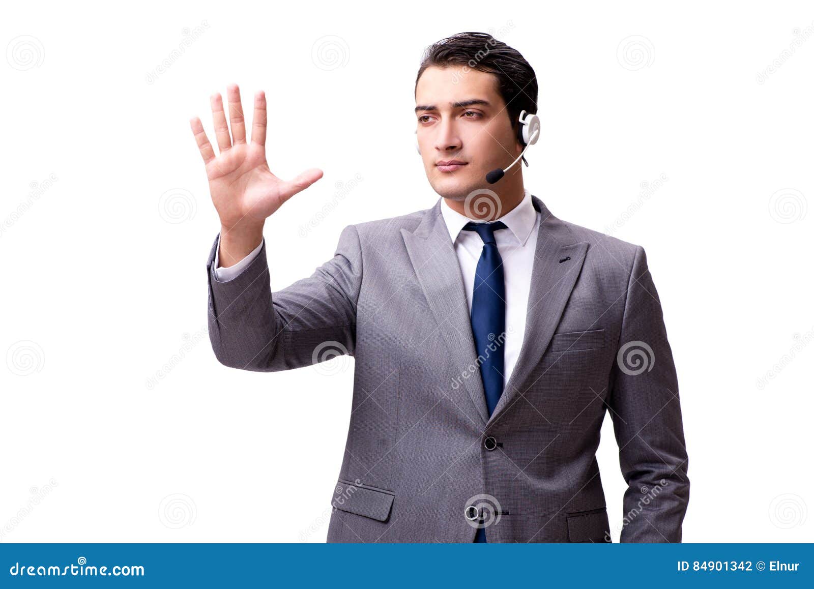 The Handsome Man with Headset Isolated on White Stock Photo - Image of ...