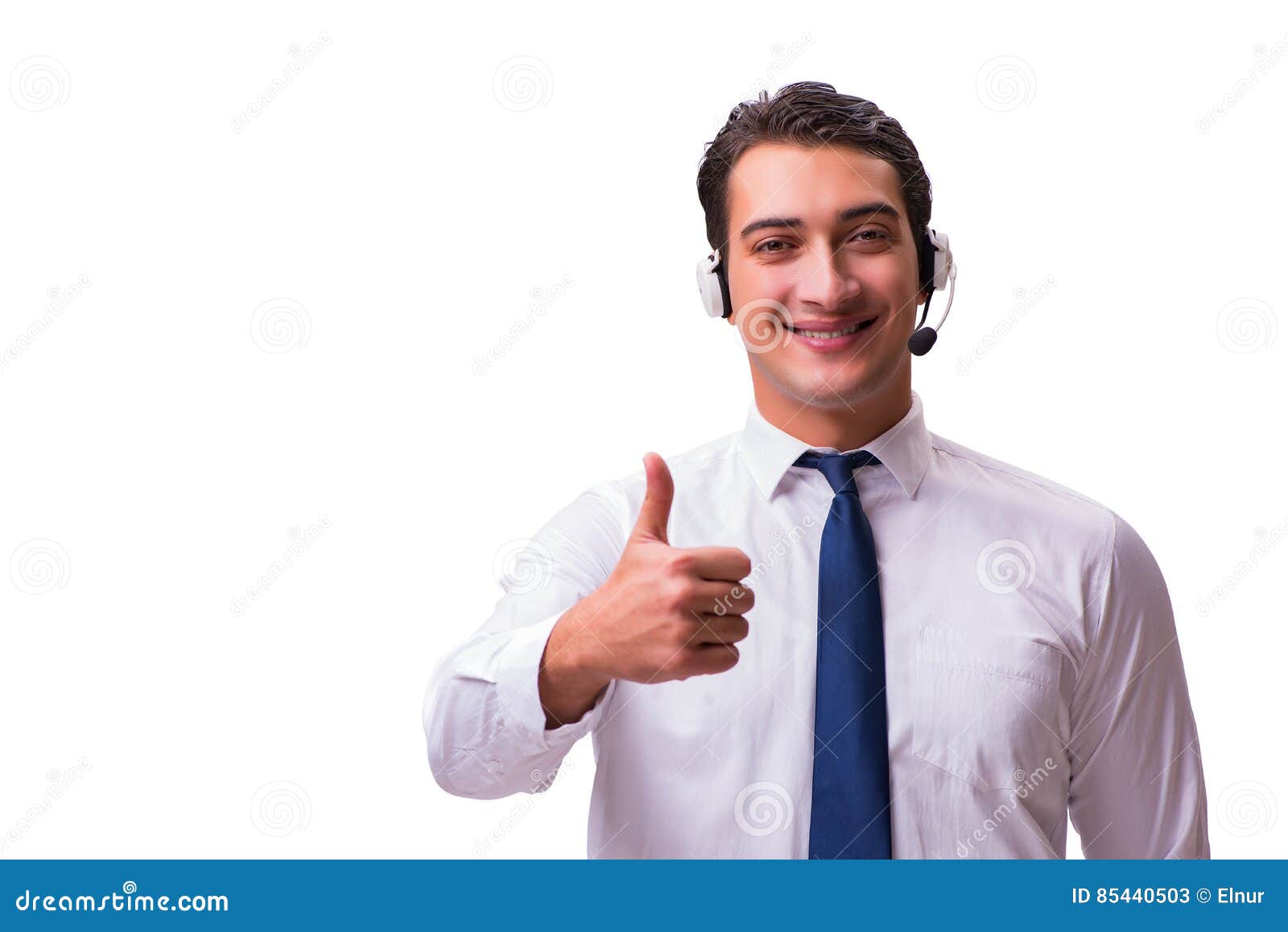 The Handsome Man with Headset Isolated on White Stock Image - Image of ...