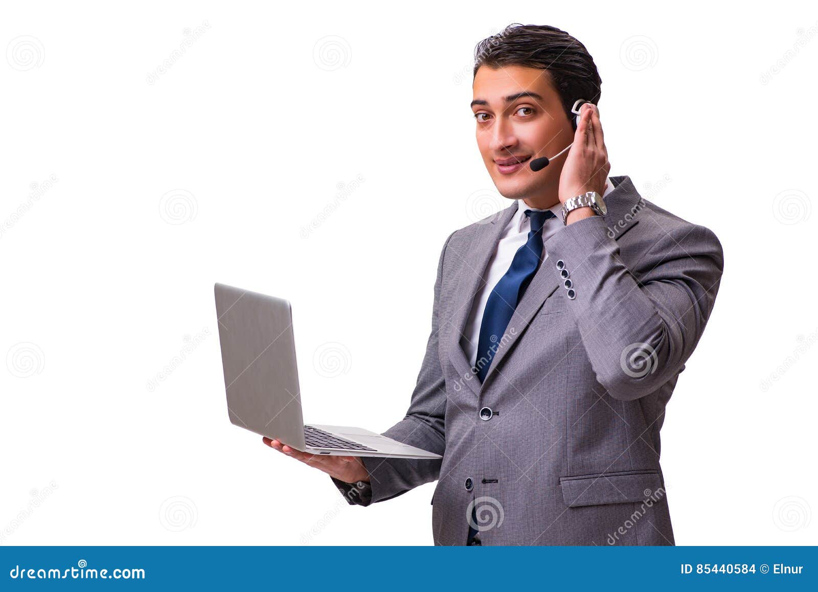 The Handsome Man with Headset Isolated on White Stock Photo - Image of ...