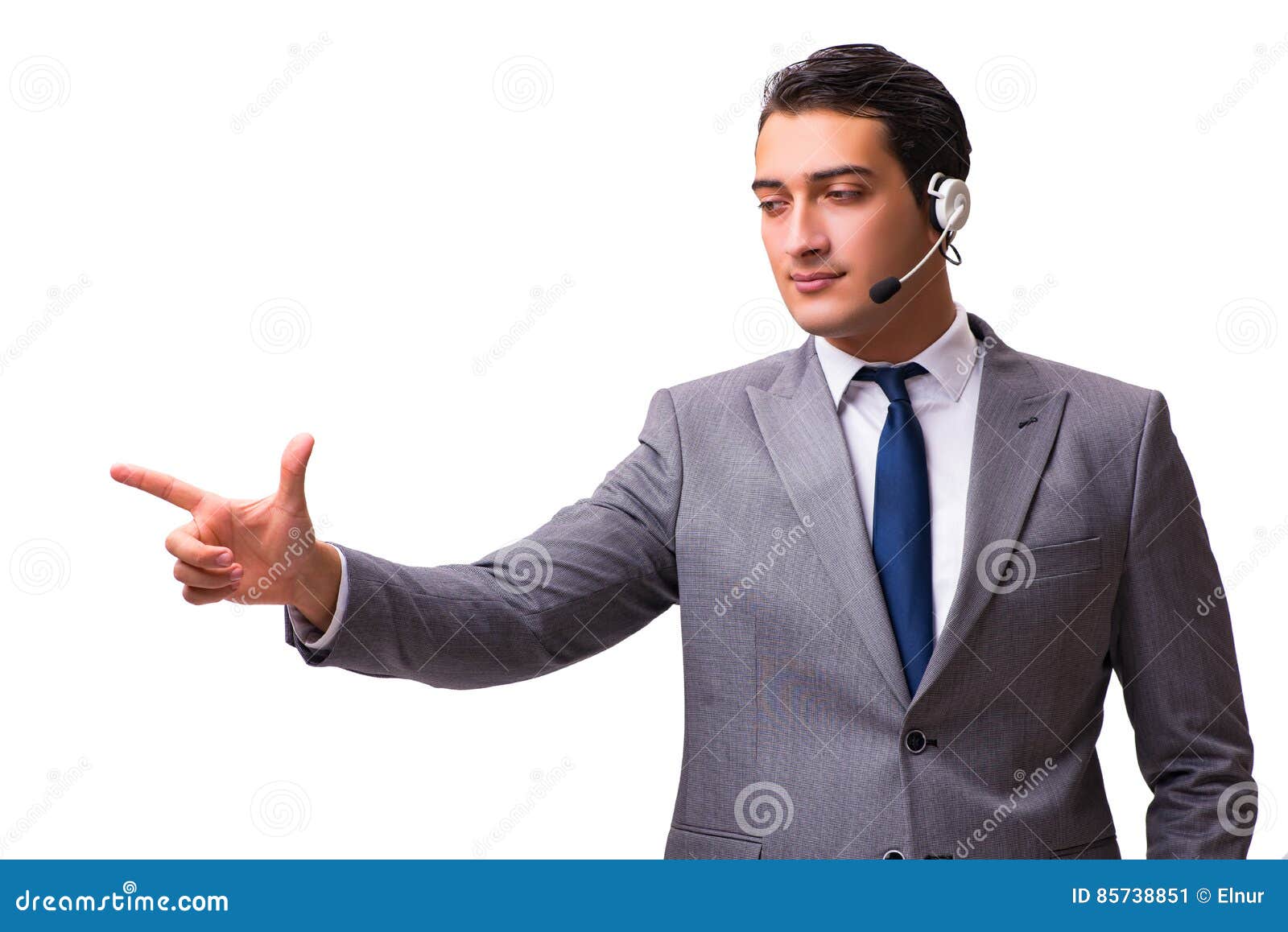 The Handsome Man with Headset Isolated on White Stock Image - Image of ...