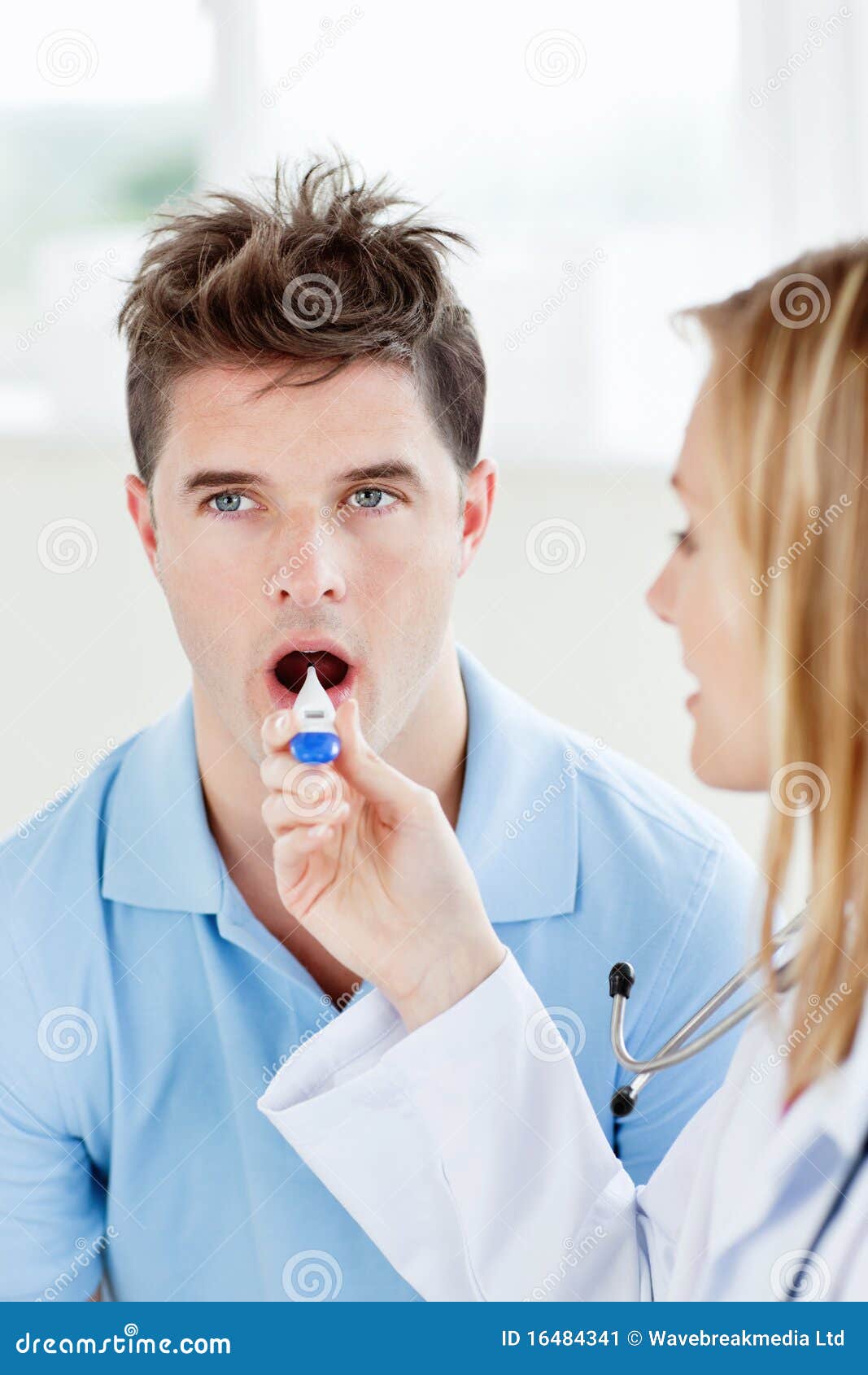 Handsome Man with His Doctor Taking Temperature Stock Image - Image of ...