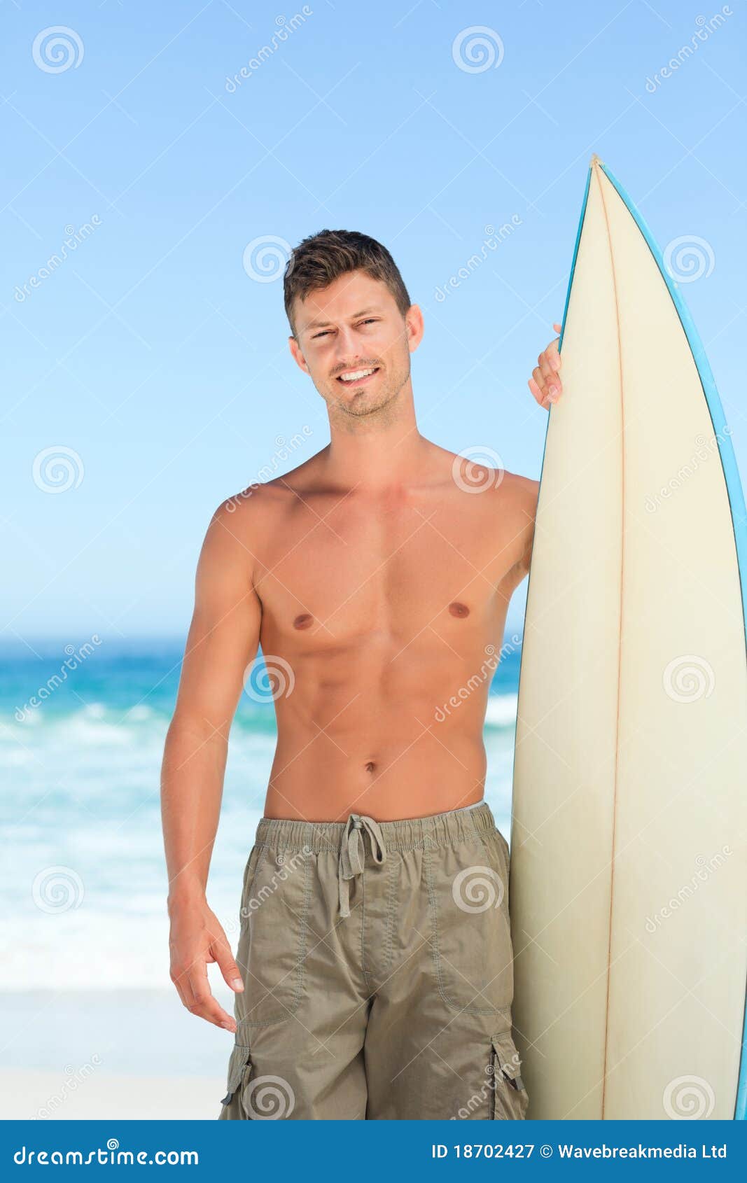 Handsome Man with His Surfboard Stock Image - Image of summer ...