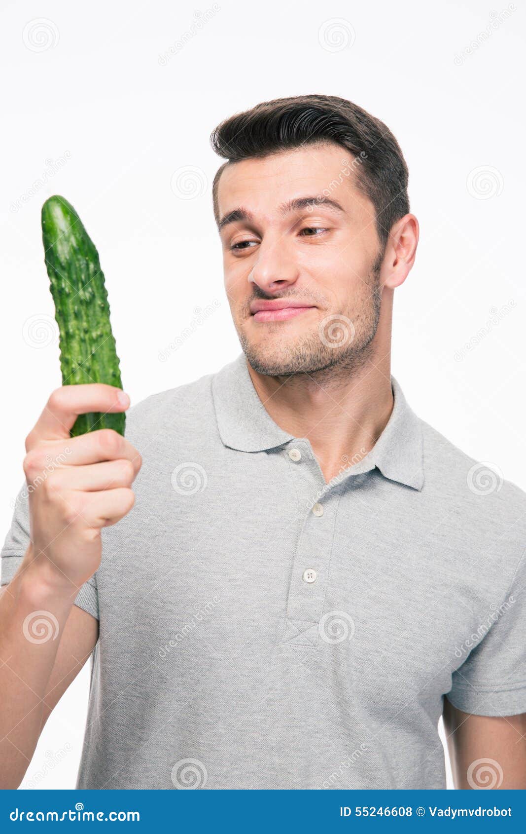 Handsome Man Holding Cucumber Stock Photo - Image of alone, food: 55246608