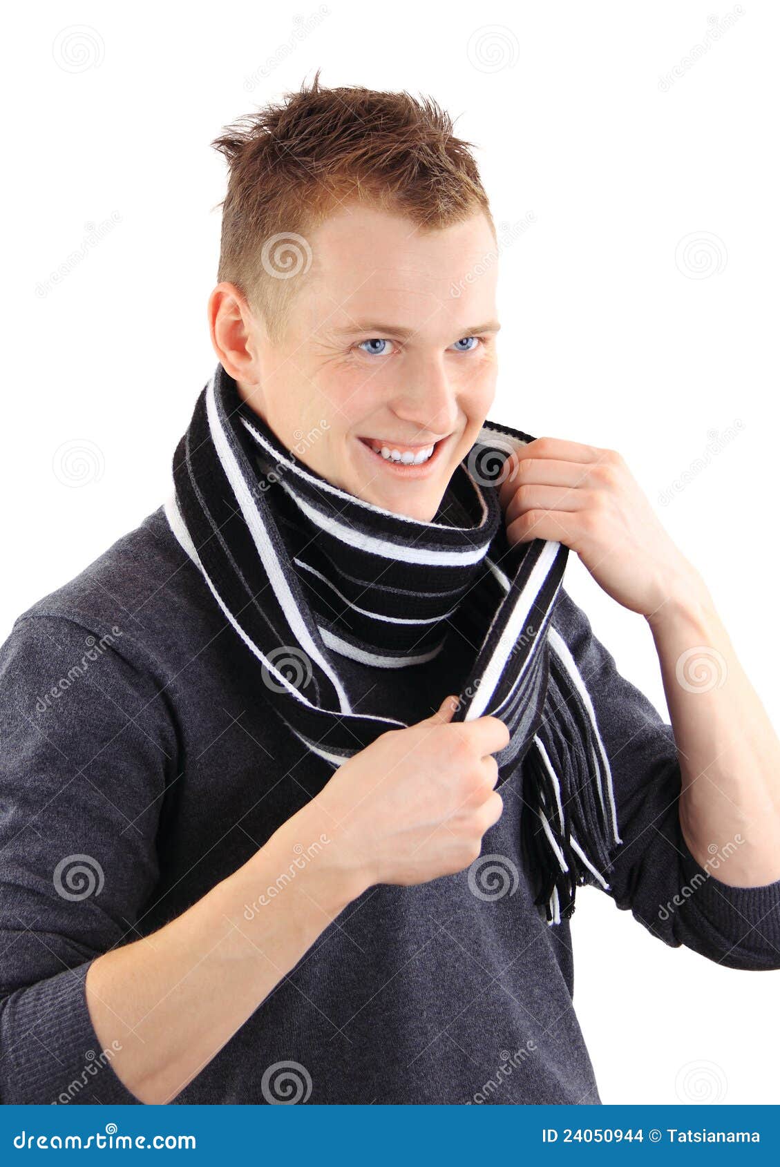 Handsome man holding scarf stock photo. Image of casual - 24050944