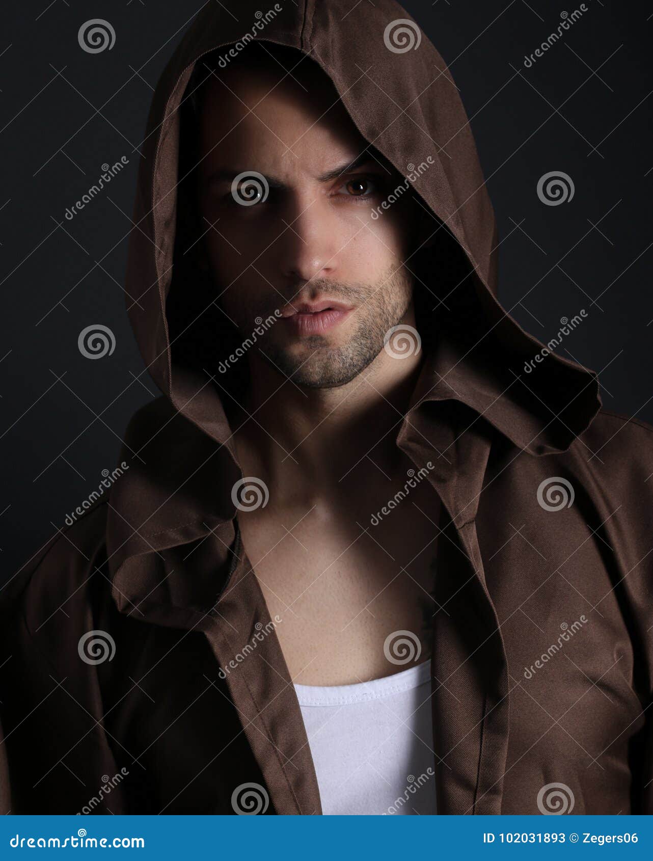 Handsome man with hood stock image. Image of hooded - 102031893