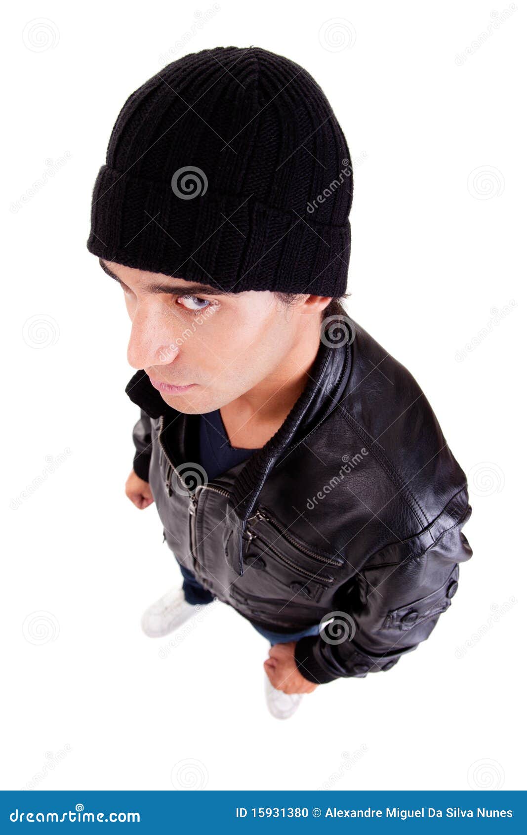 Handsome Man with a Hood View from Above Stock Photo - Image of close ...