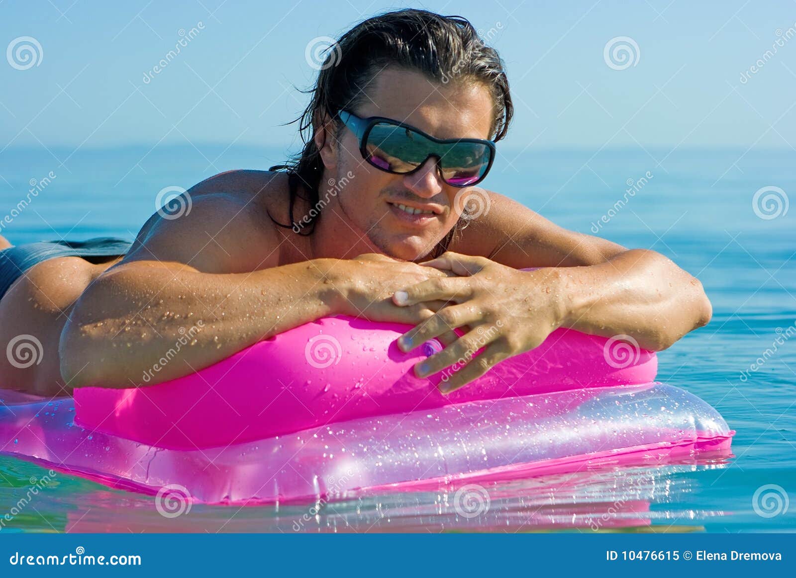Handsome Man on Inflatable Raft Stock Image - Image of alone, male ...