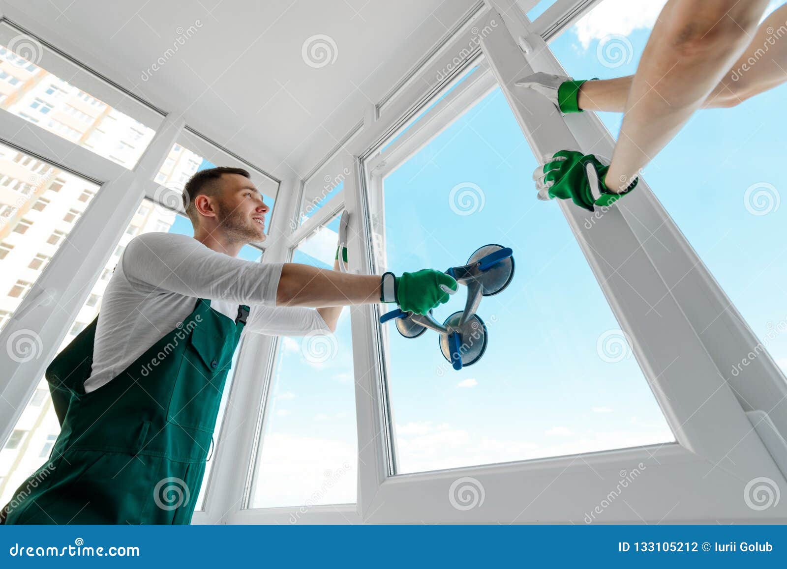 Handsome Man is Installing Windows Stock Photo - Image of person, hand ...