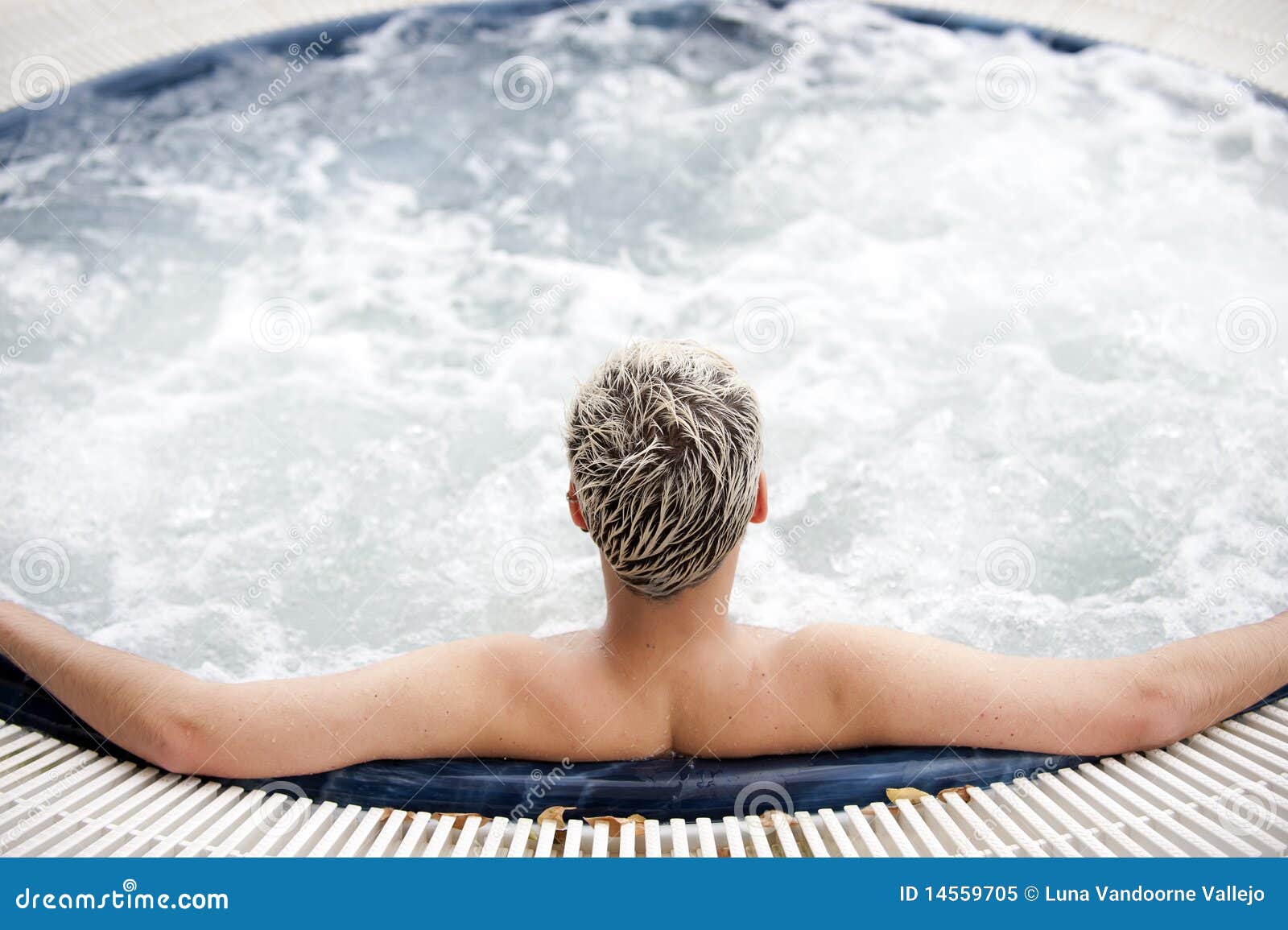 Handsome man in jacuzzi stock image. Image of male, hair - 14559705