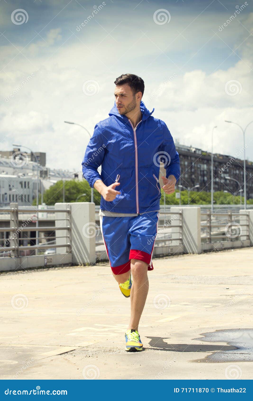 Handsome Man Jogging Outdoors Stock Photo - Image of outdoors, sports ...
