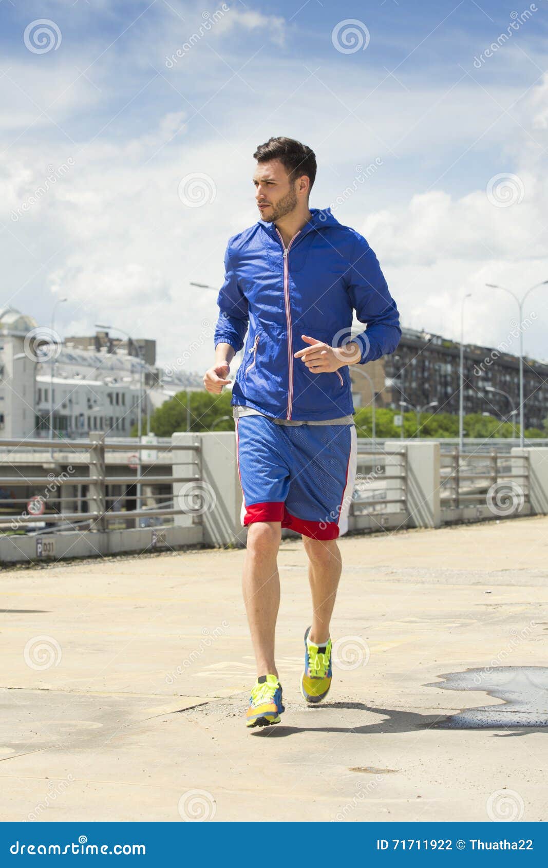 Handsome Man Jogging Outdoors Stock Photo - Image of recreation ...