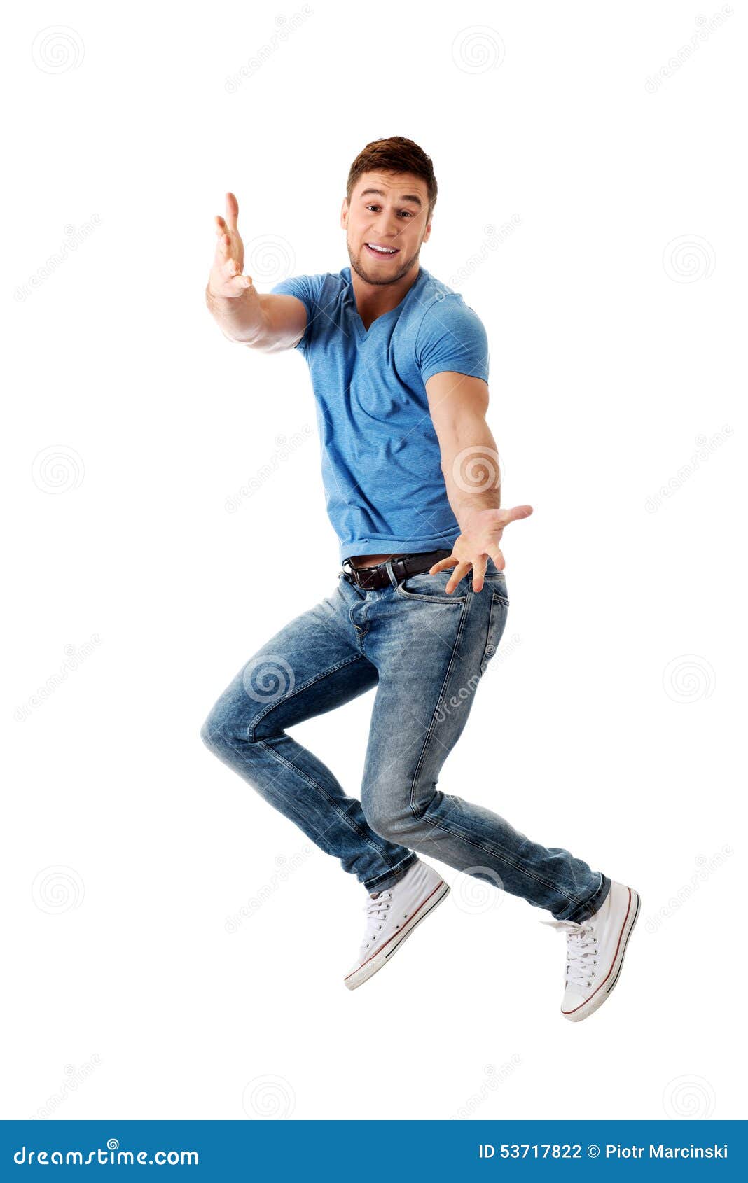 Handsome Man Jumping for Joy. Stock Photo - Image of happy, attractive ...