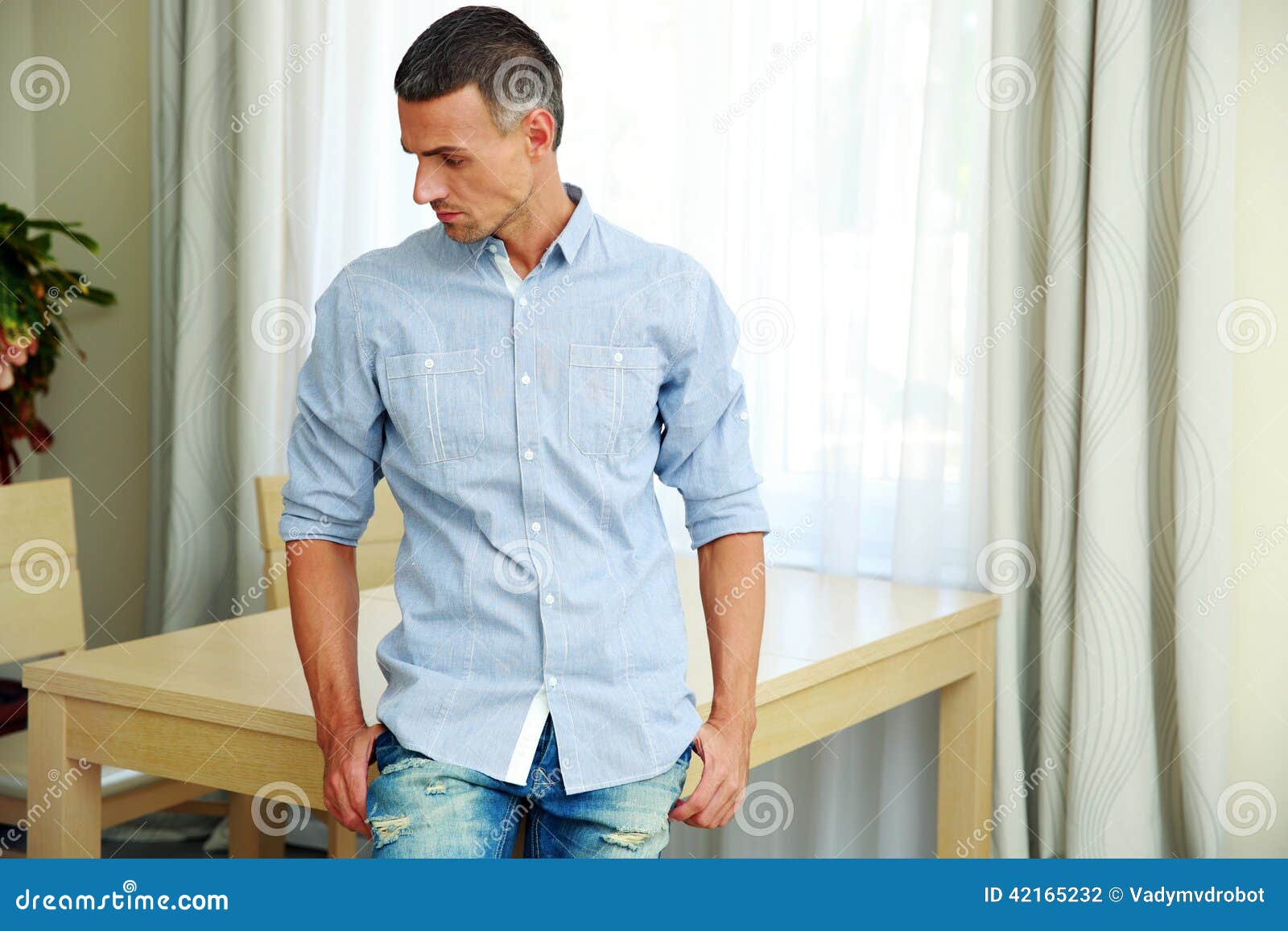 Thoughtful Young Man Leaning Table Stock Photos - 79 Images