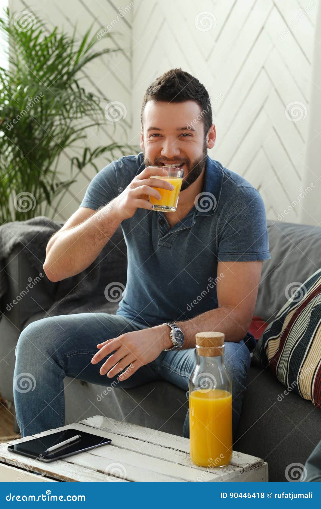 Handsome man stock photo. Image of juice, fresh, juicy - 90446418