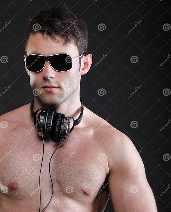 Handsome Man Listening To Music On Headphone Stock Image Image Of