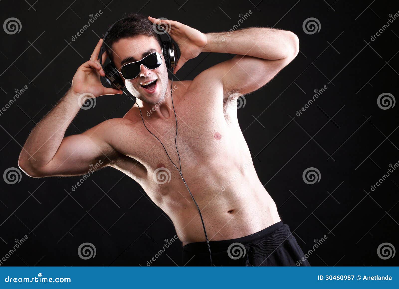 Handsome Man Listening To Music On Headphone Stock Image Image Of
