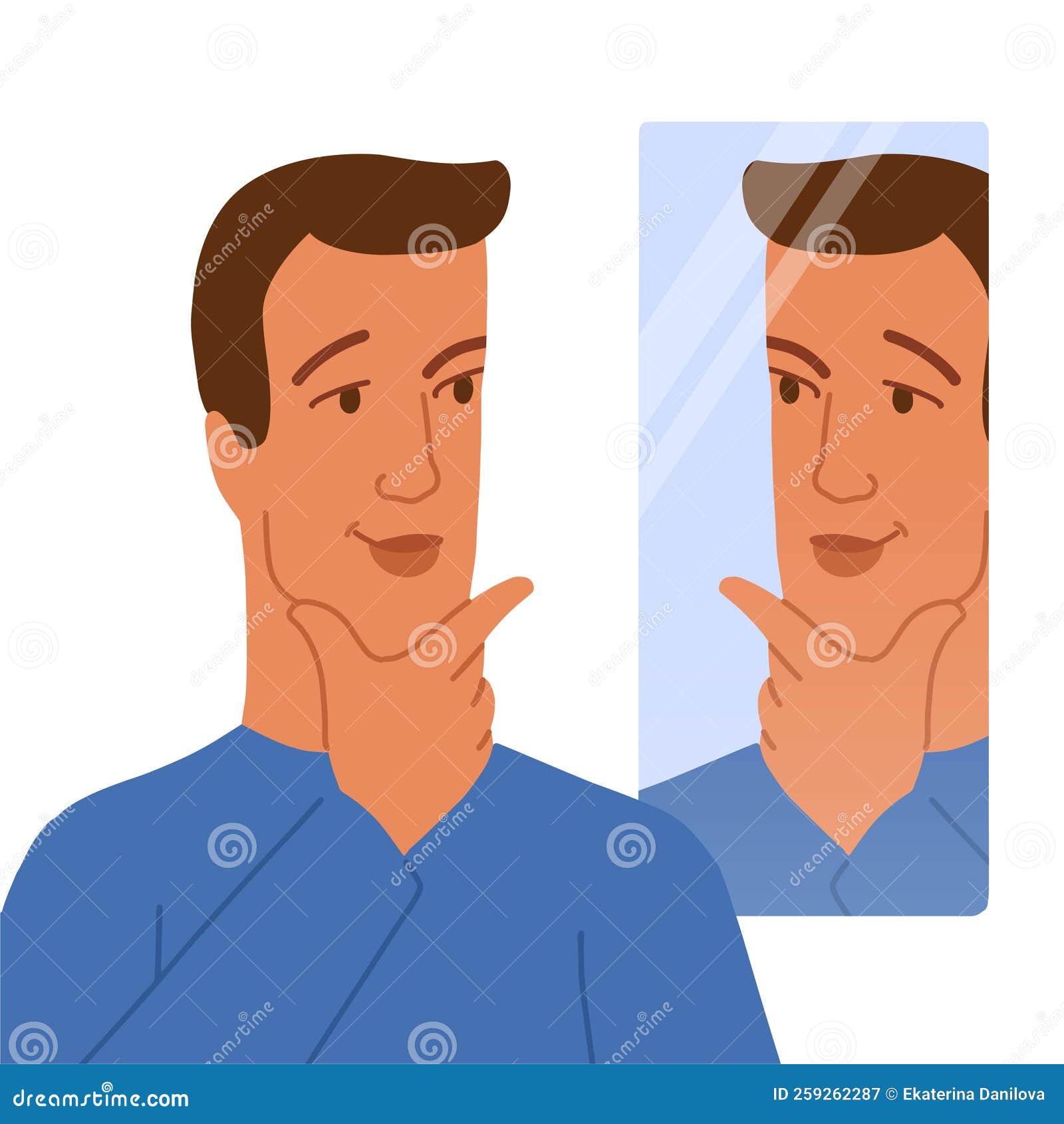 Handsome Man Look in the Mirror. Self Confident Person Stock Vector ...
